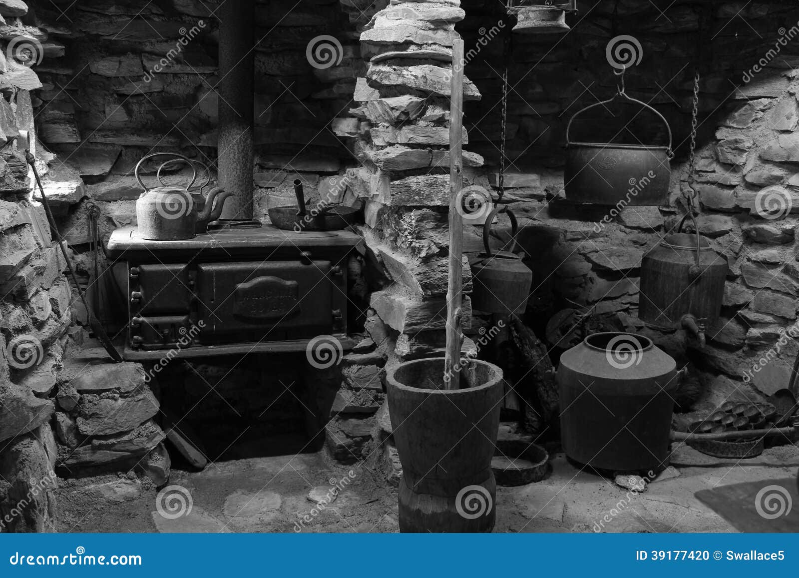 Colonial Kitchen stock photo. Image of pots, kitchen - 39177420