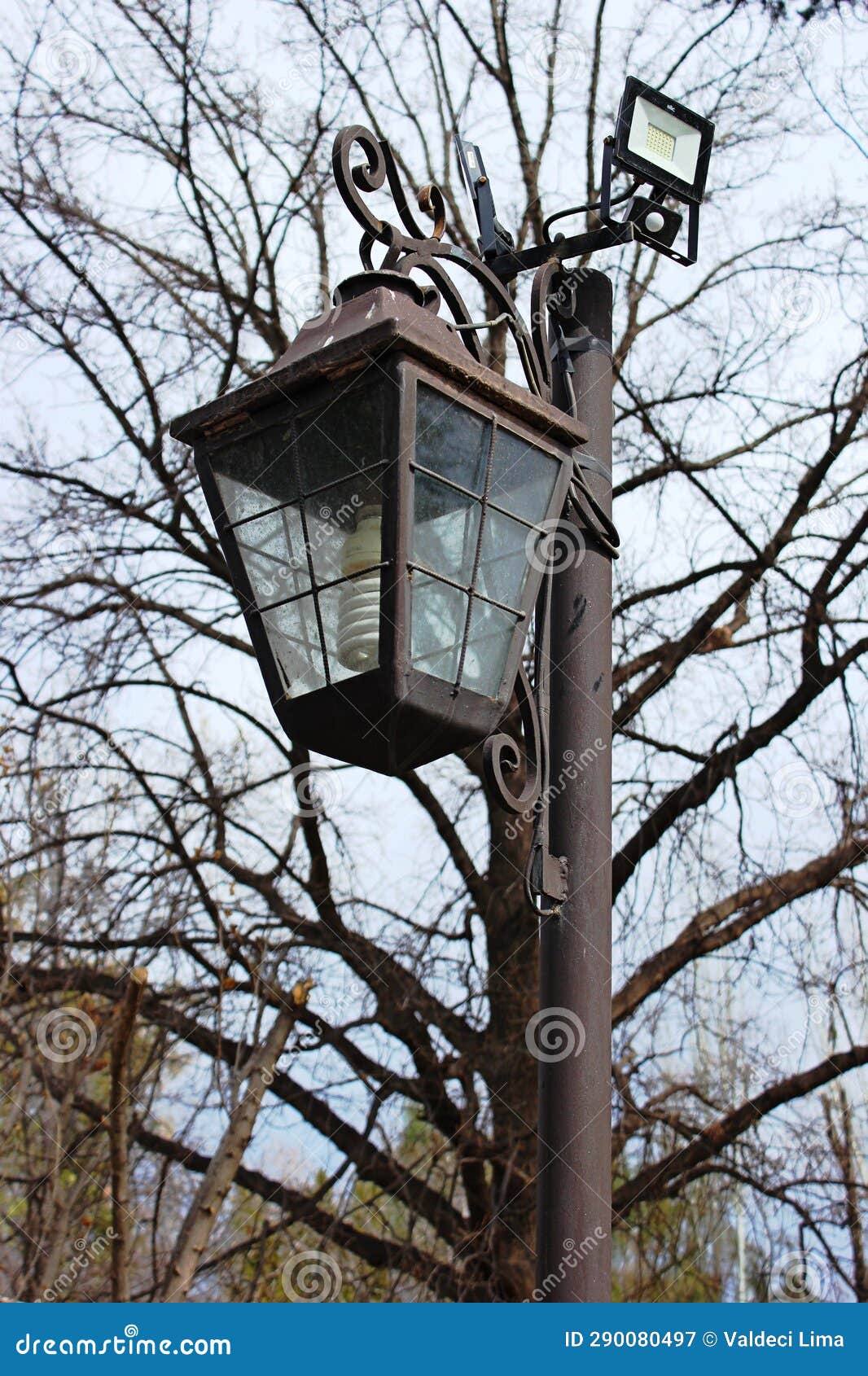 Colonial Style Lighting on an External Pole in the Garden Stock Image ...