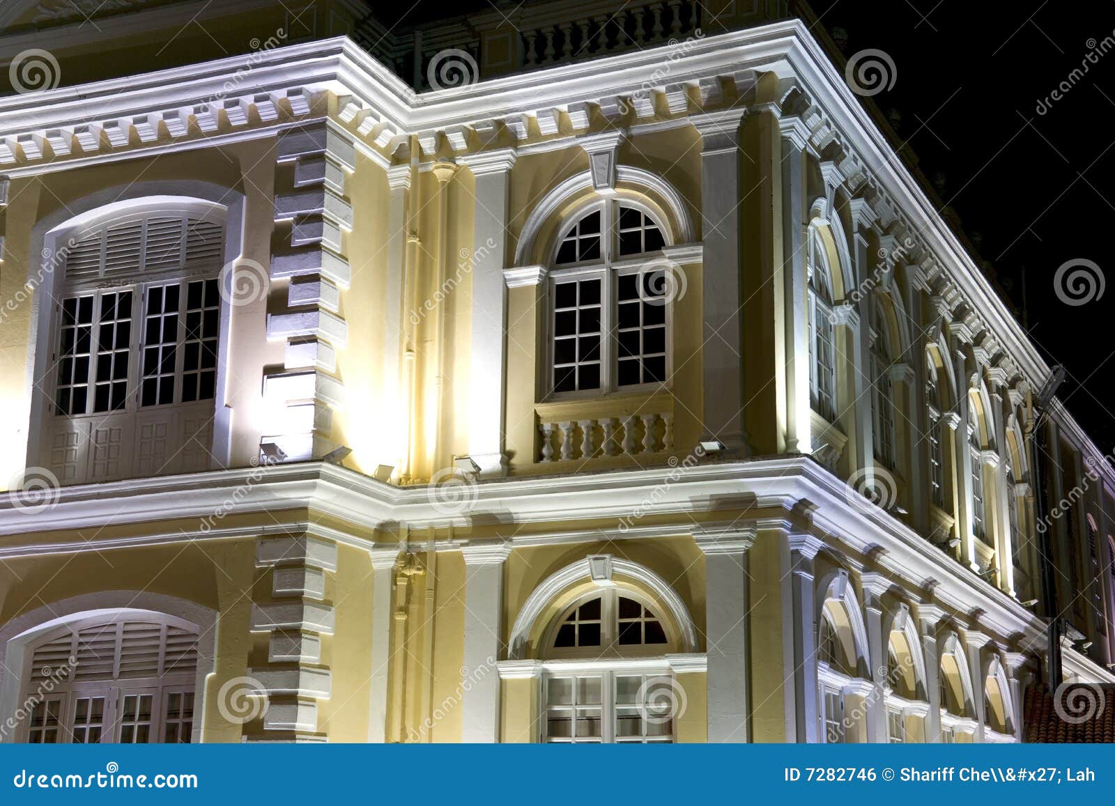 Colonial Town Hall at Night Stock Photo - Image of evening, british ...