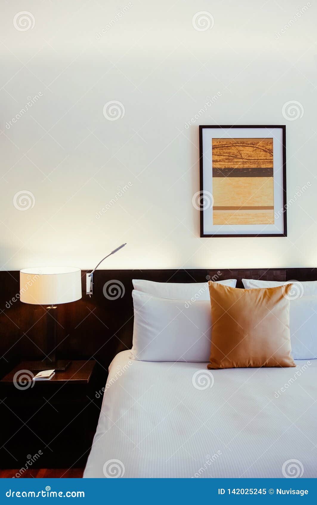 Colonial Vintage White Cozy Hotel Bedroom With Classic Wooden Bed