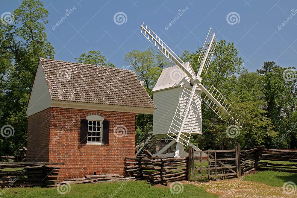 Colonial Williamsburg Windmill Editorial Photo - Image of post ...