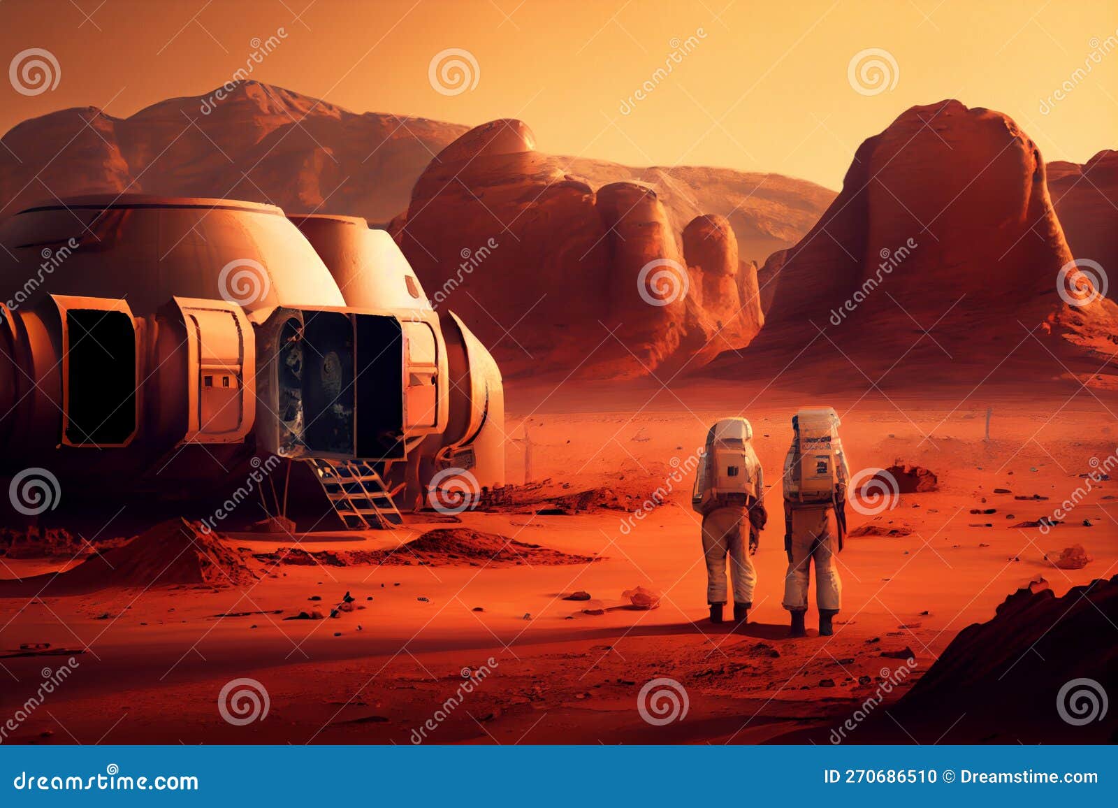 Colonization of Mars by People. AI Generated Stock Illustration ...