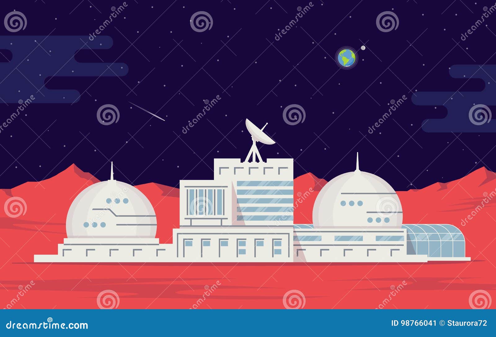 Colonization Of Mars. Space Base Humans On The Red Planet. Space ...