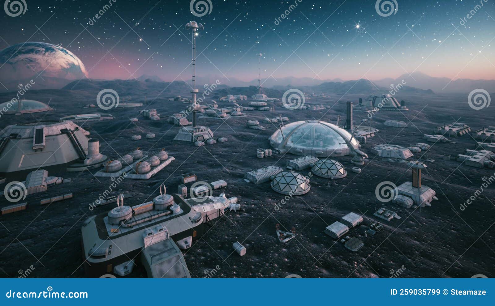 Moon Base. Development of the Surface of the Moon Stock Video - Video ...