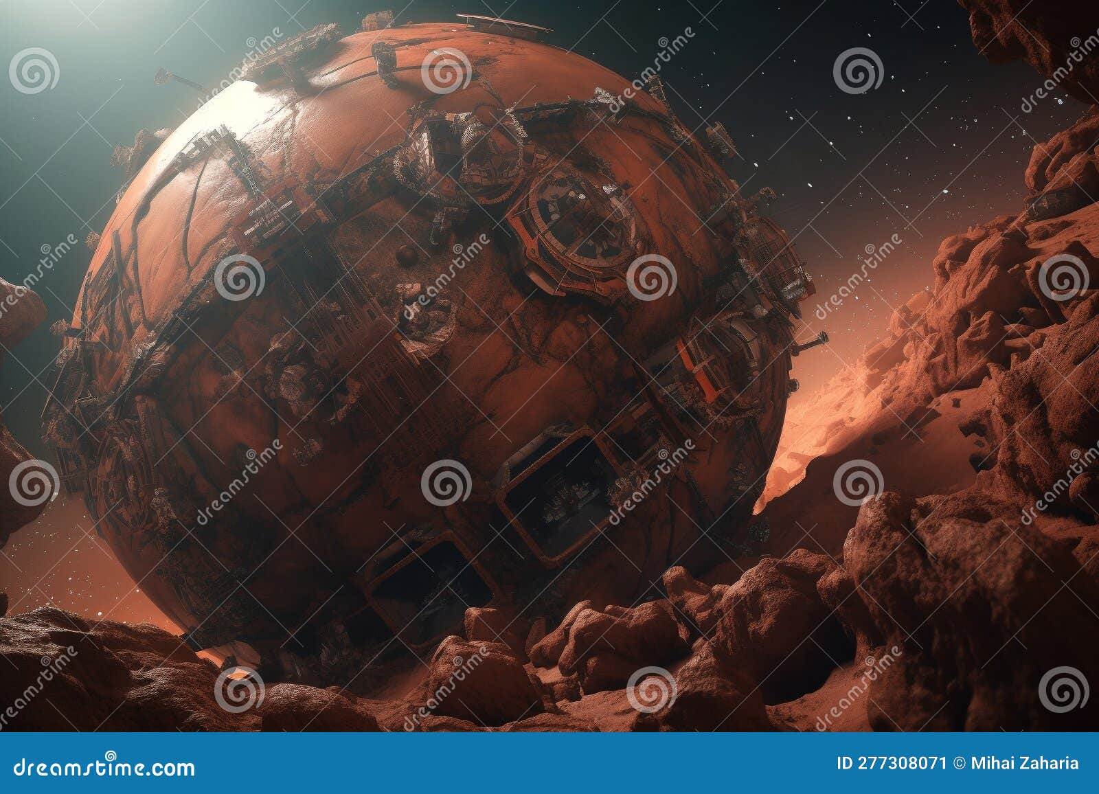 Colonization of Planet Mars. Generative AI Stock Illustration ...
