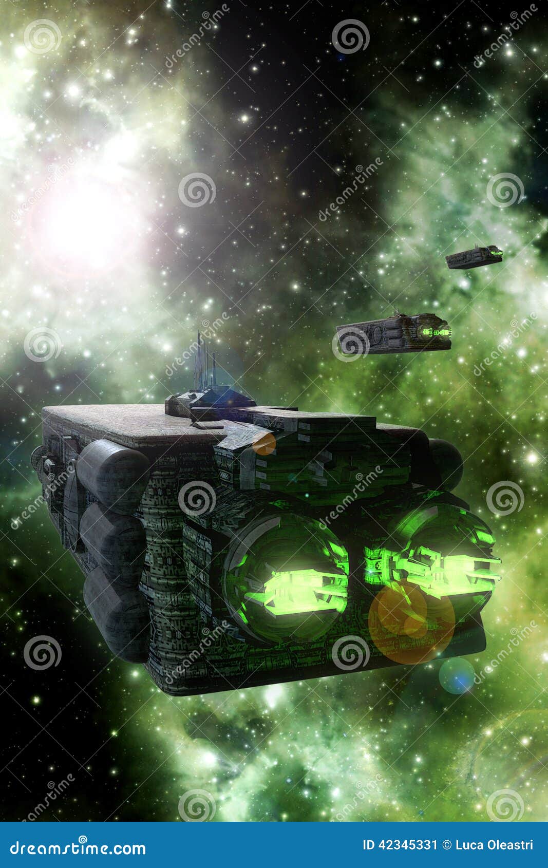 Colonization spaceship stock illustration. Illustration of background ...