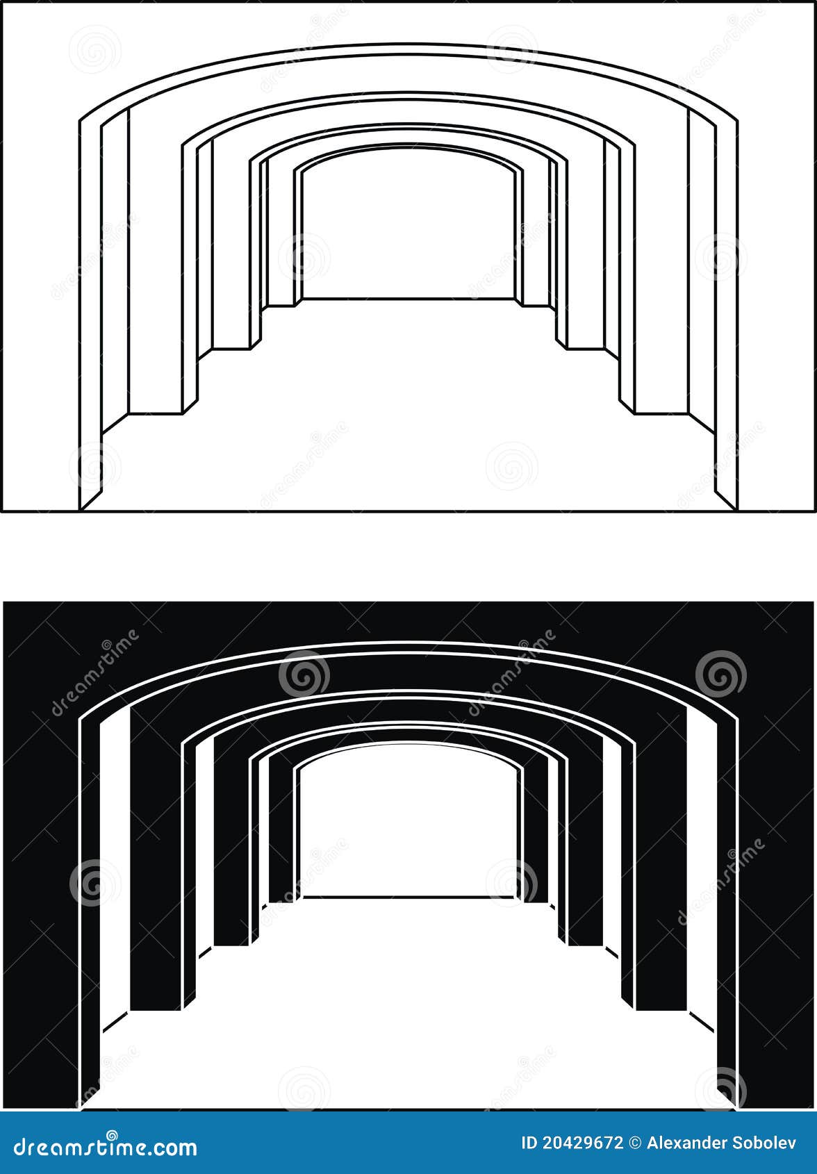 Colonnade (enfilade) with Archs Stock Vector - Illustration of ancient ...