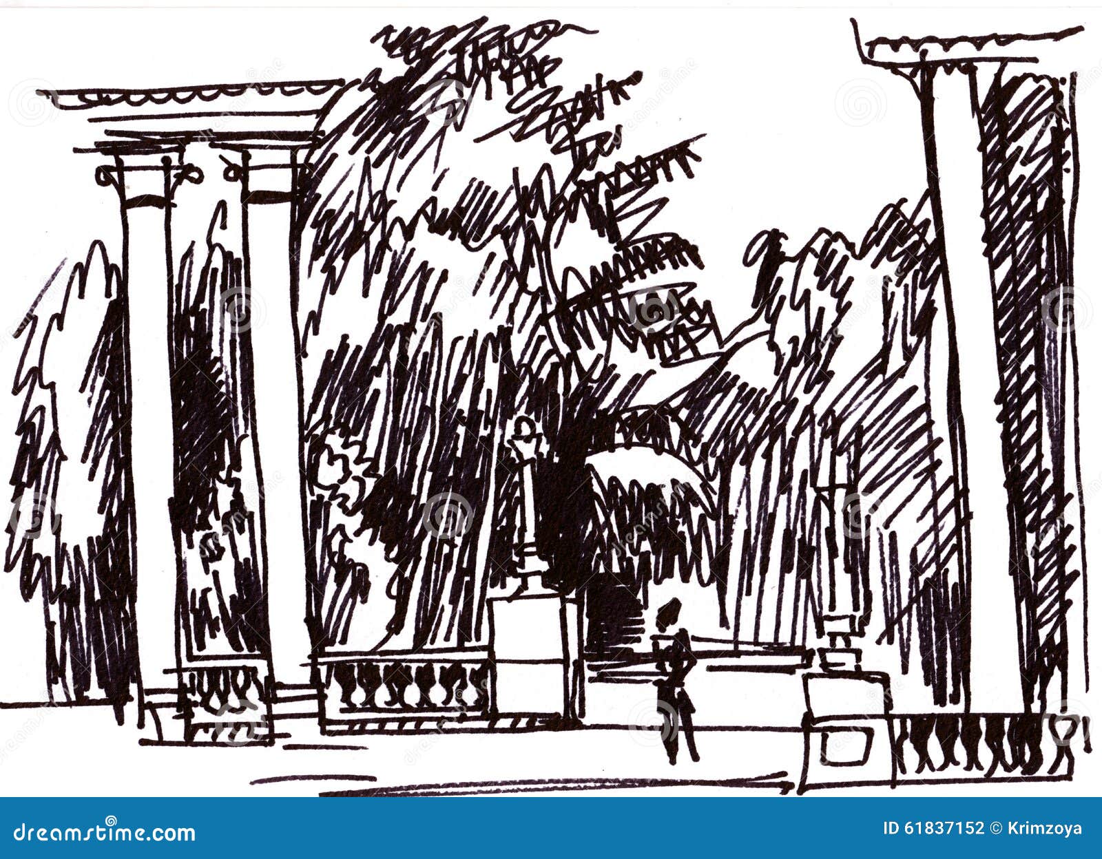 Colonnade in park stock illustration. Illustration of park - 61837152