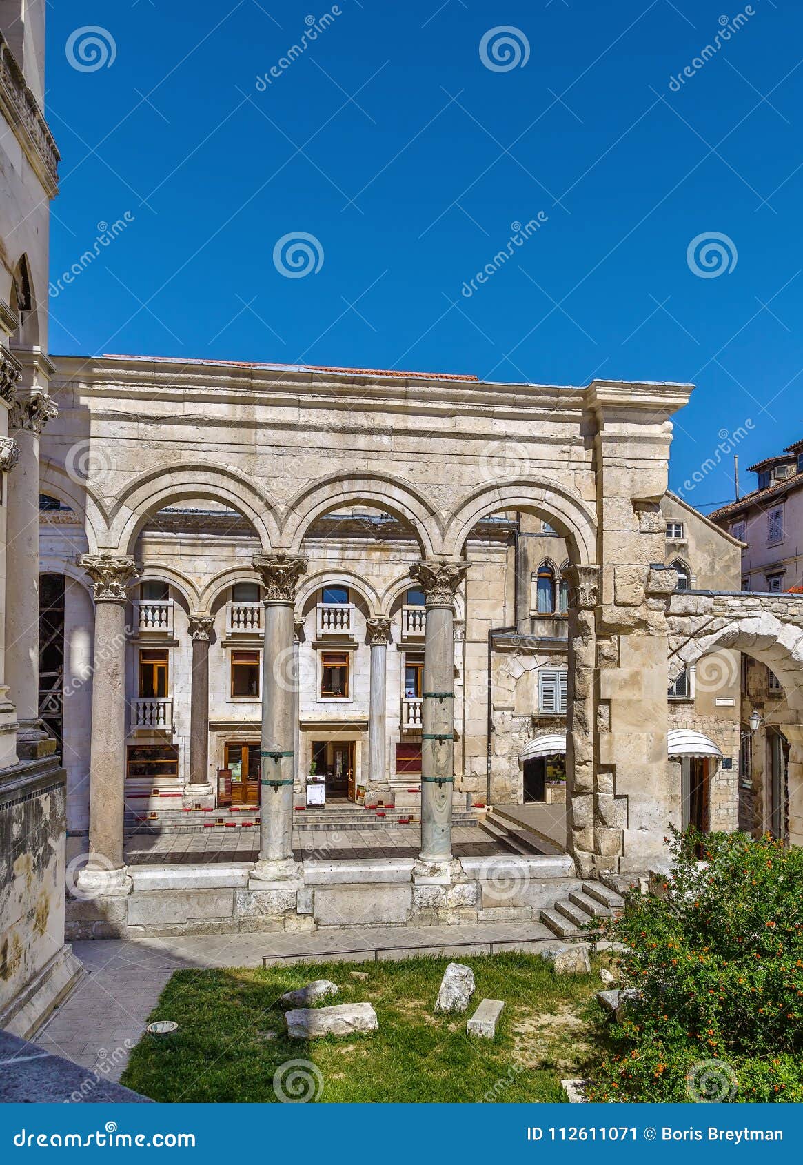Colonnade of the Peristyle Square, Split, Croatia Stock Image - Image ...