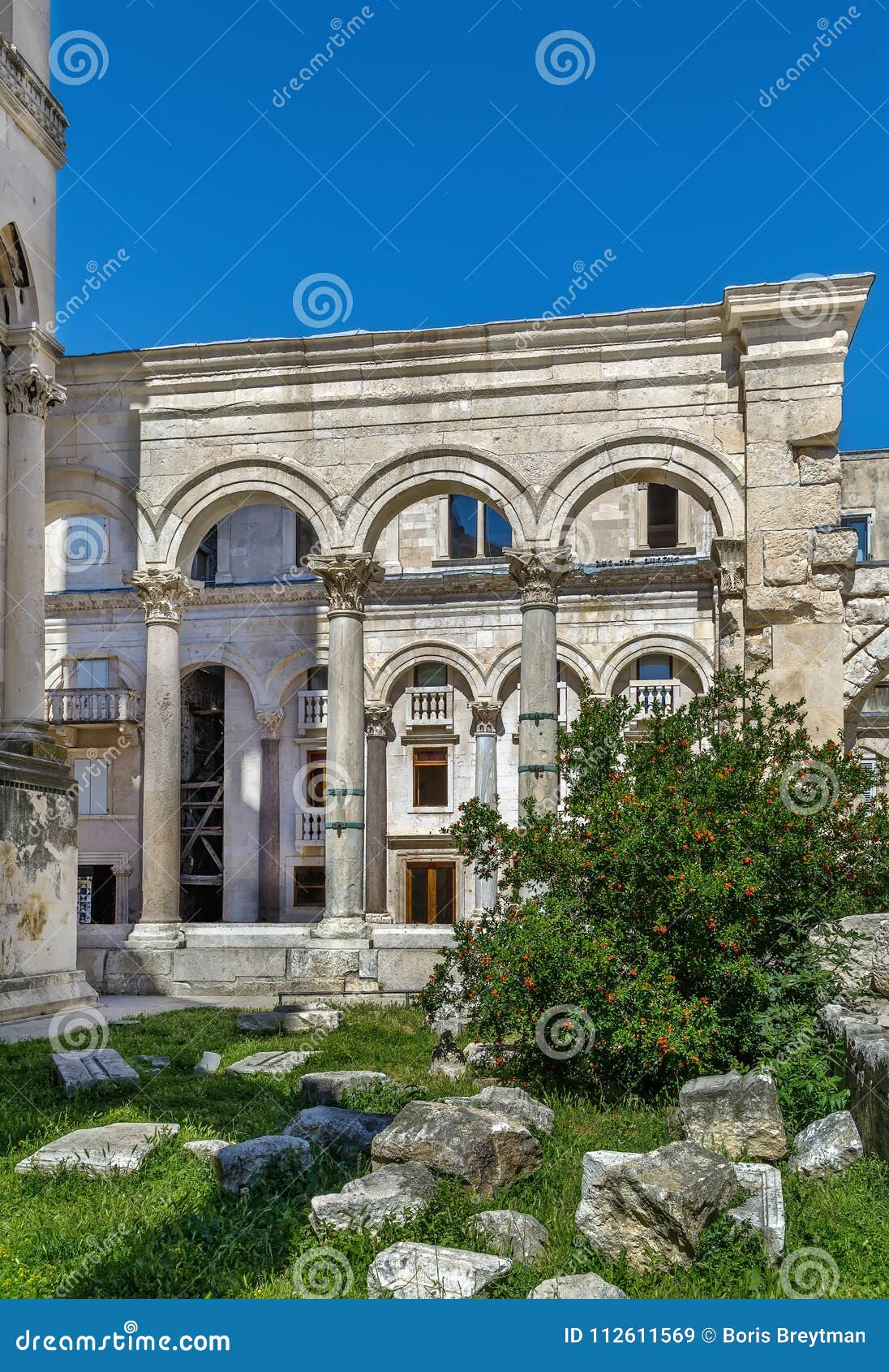 Colonnade of the Peristyle Square, Split, Croatia Stock Image - Image ...