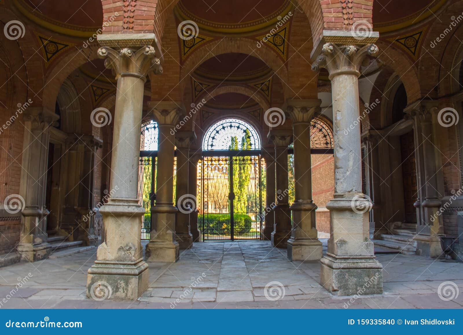 Colonnade Portal With A Domed Ceiling And A Cement Stone Columns With ...
