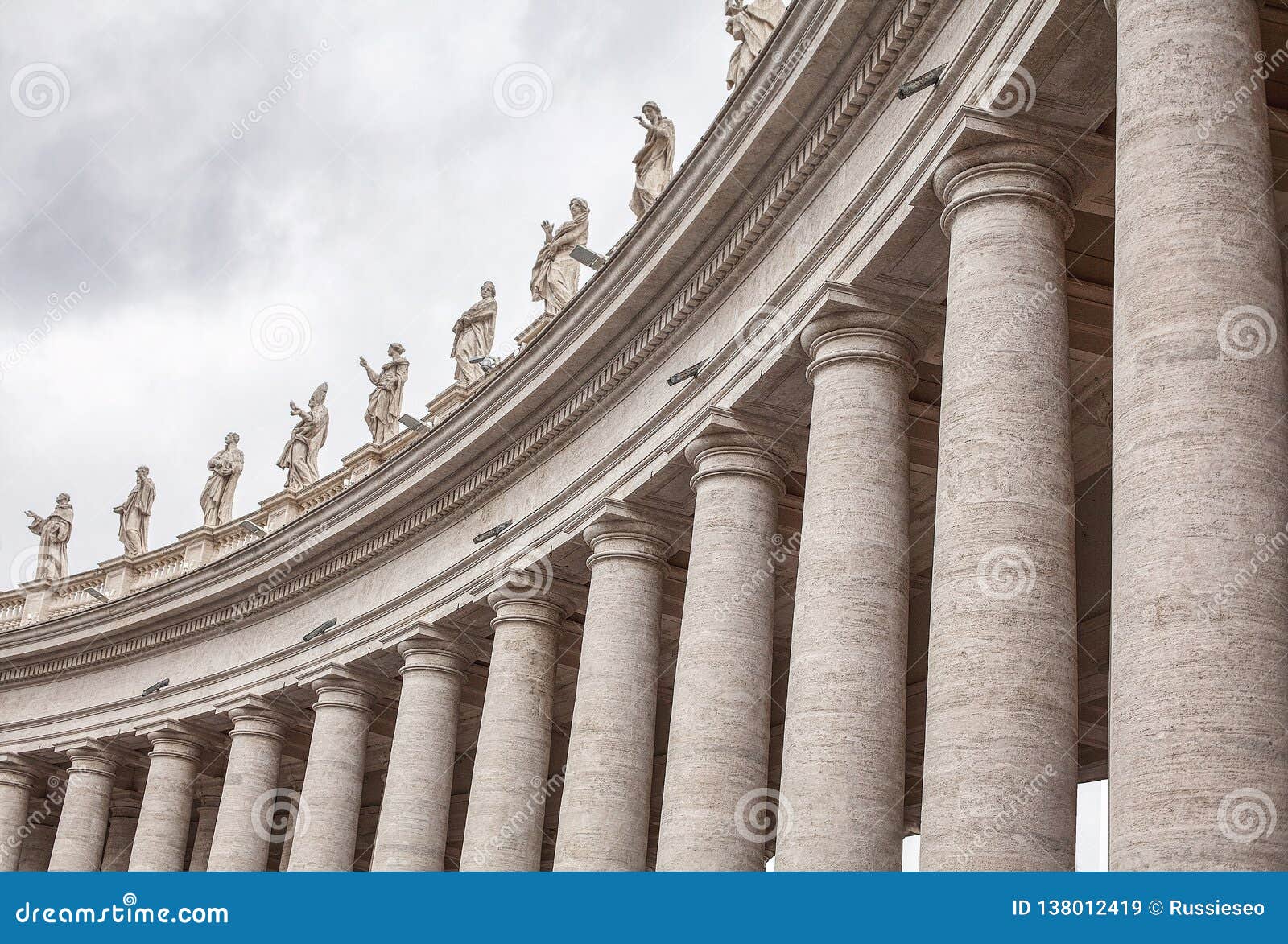 Colonnade with statues stock image. Image of rome, landmark - 138012419