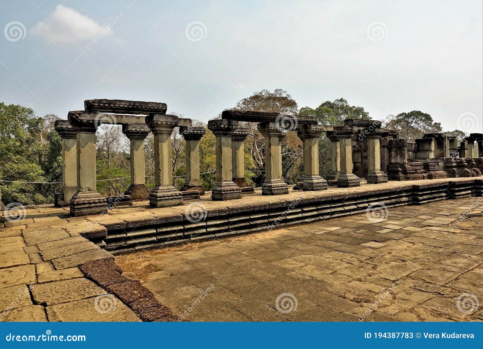 Colonnade at the Top of the Ancient Temple. on the Perimeter of a Large ...