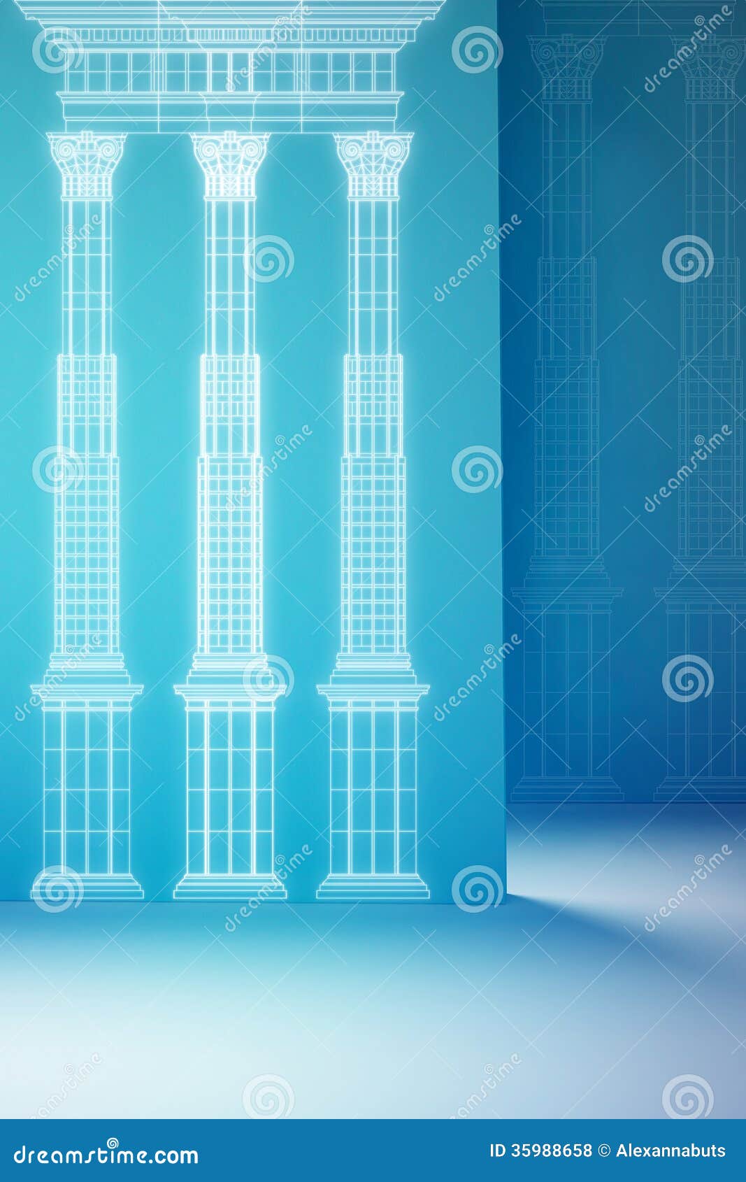 Colonnade on the wall stock illustration. Illustration of blue - 35988658