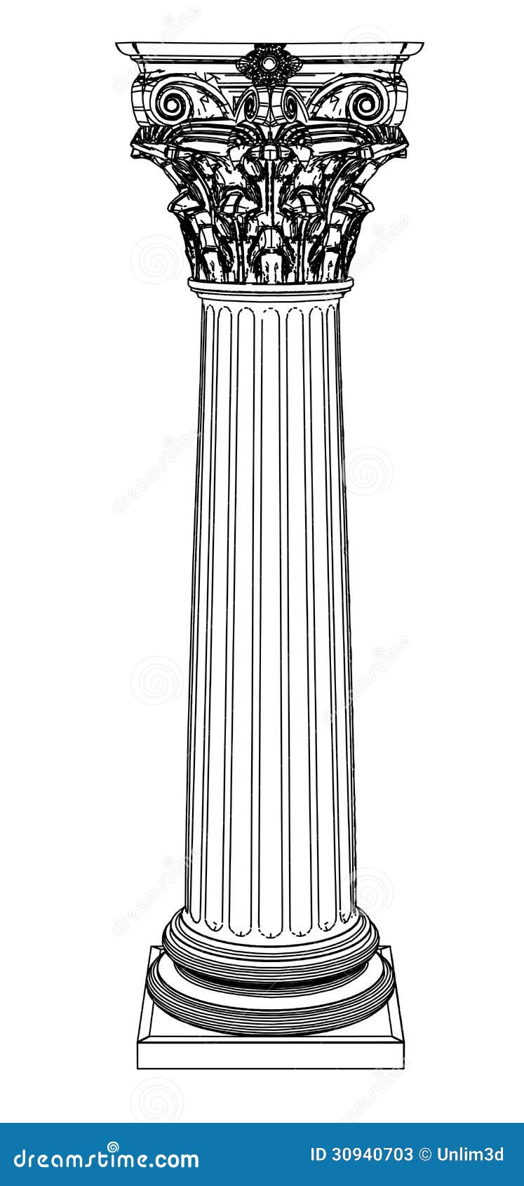 Colonne Grecque Simple D'isolement Sur Le Blanc Illustration de Vecteur ...