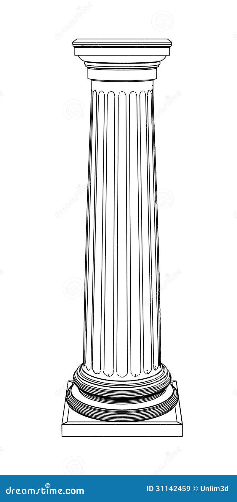 Colonne Grecque Simple D'isolement Sur Le Blanc Illustration de Vecteur ...