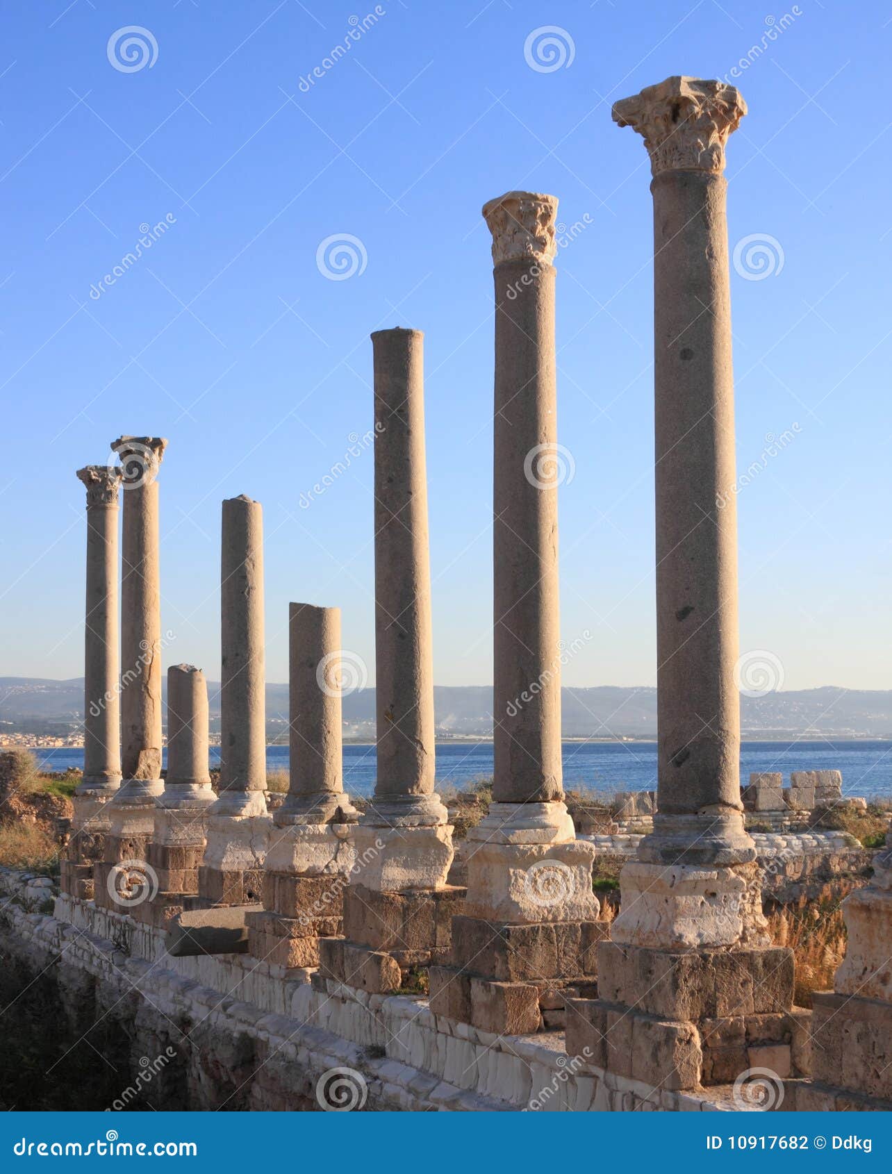 Colonne Romane Del Pneumatico Al Tramonto (Libano) Fotografia Stock ...
