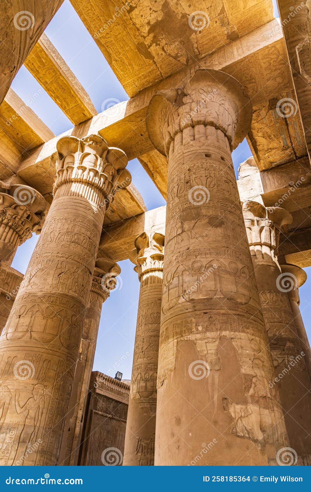 Colonnes Au Temple Kom Ombo Photo stock - Image du allégement, moyen ...