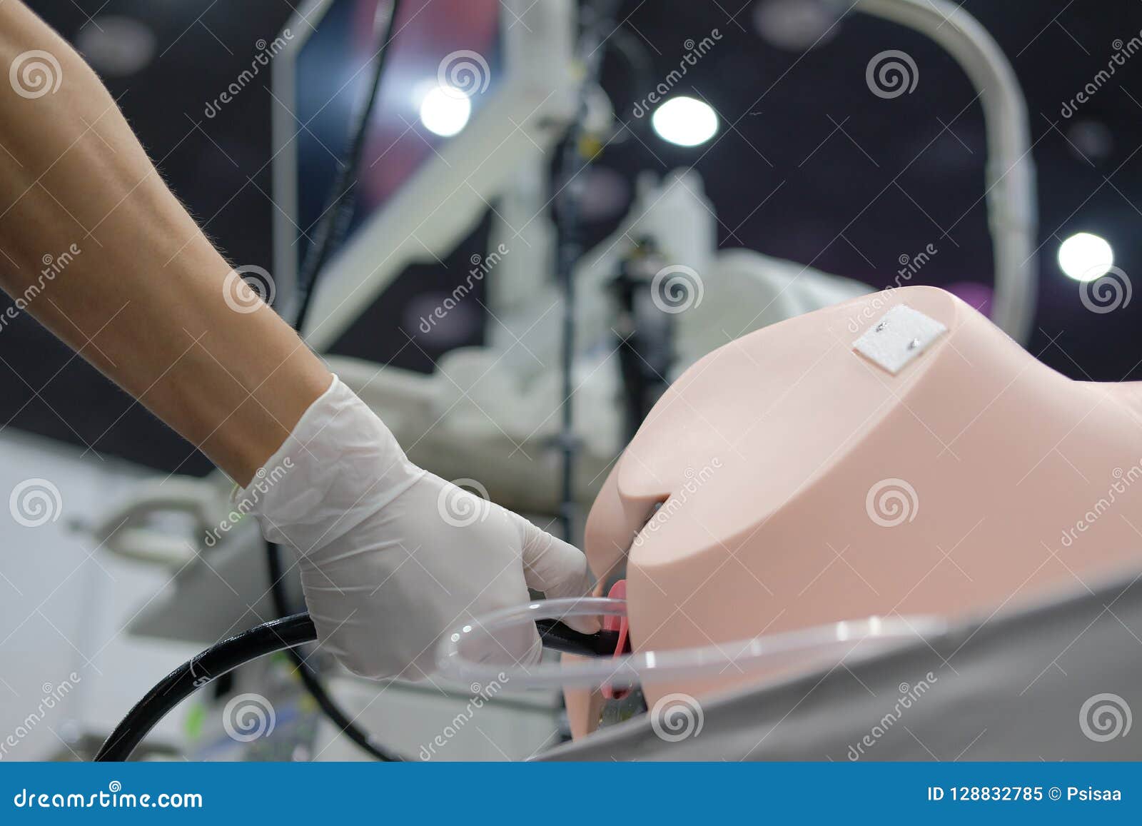 Colonoscopy Demontration Mit Anus- U. Doppelpunktmodell Stockbild ...