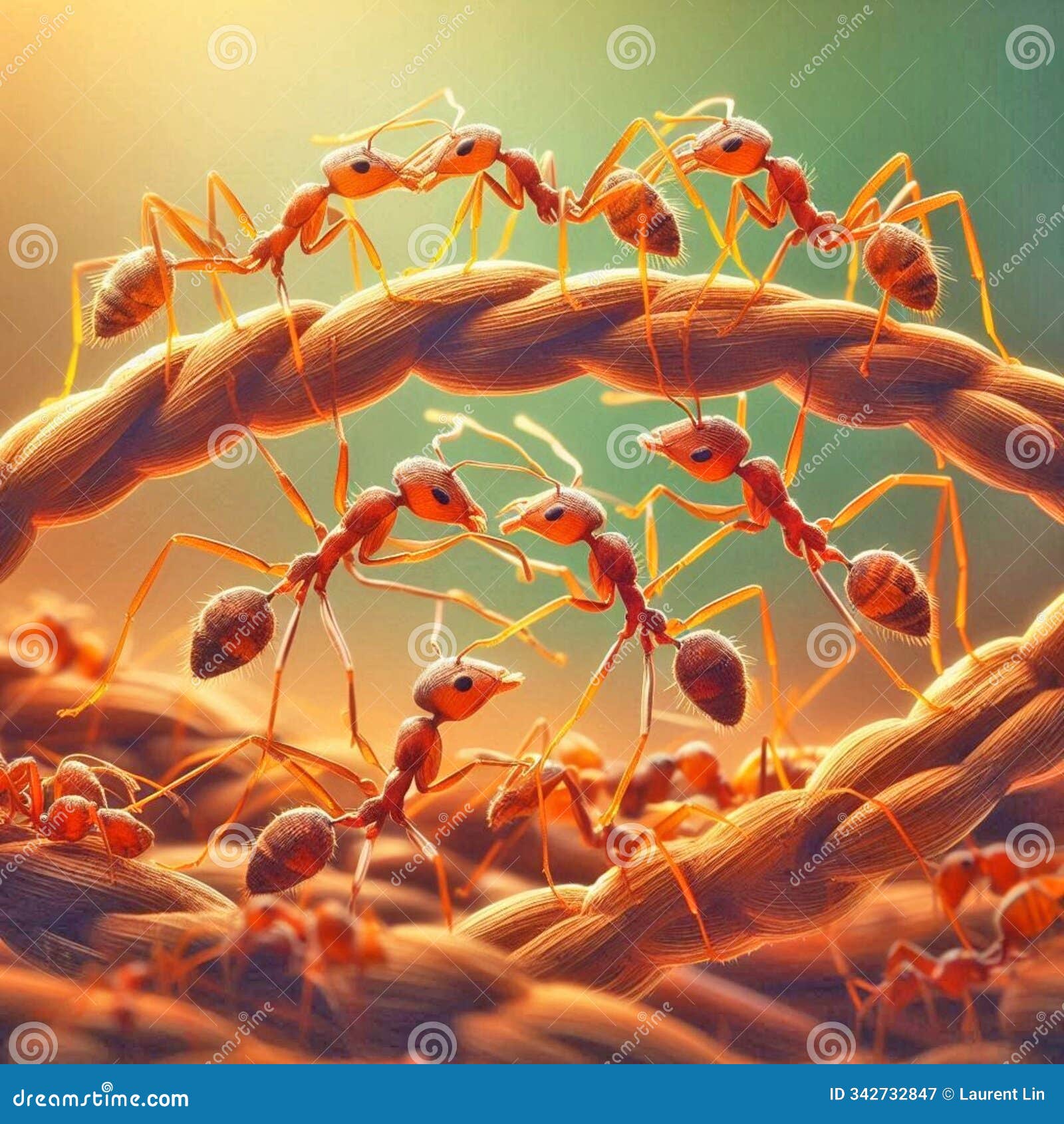 Ants Building Bridge Together Working in Team Stock Illustration ...