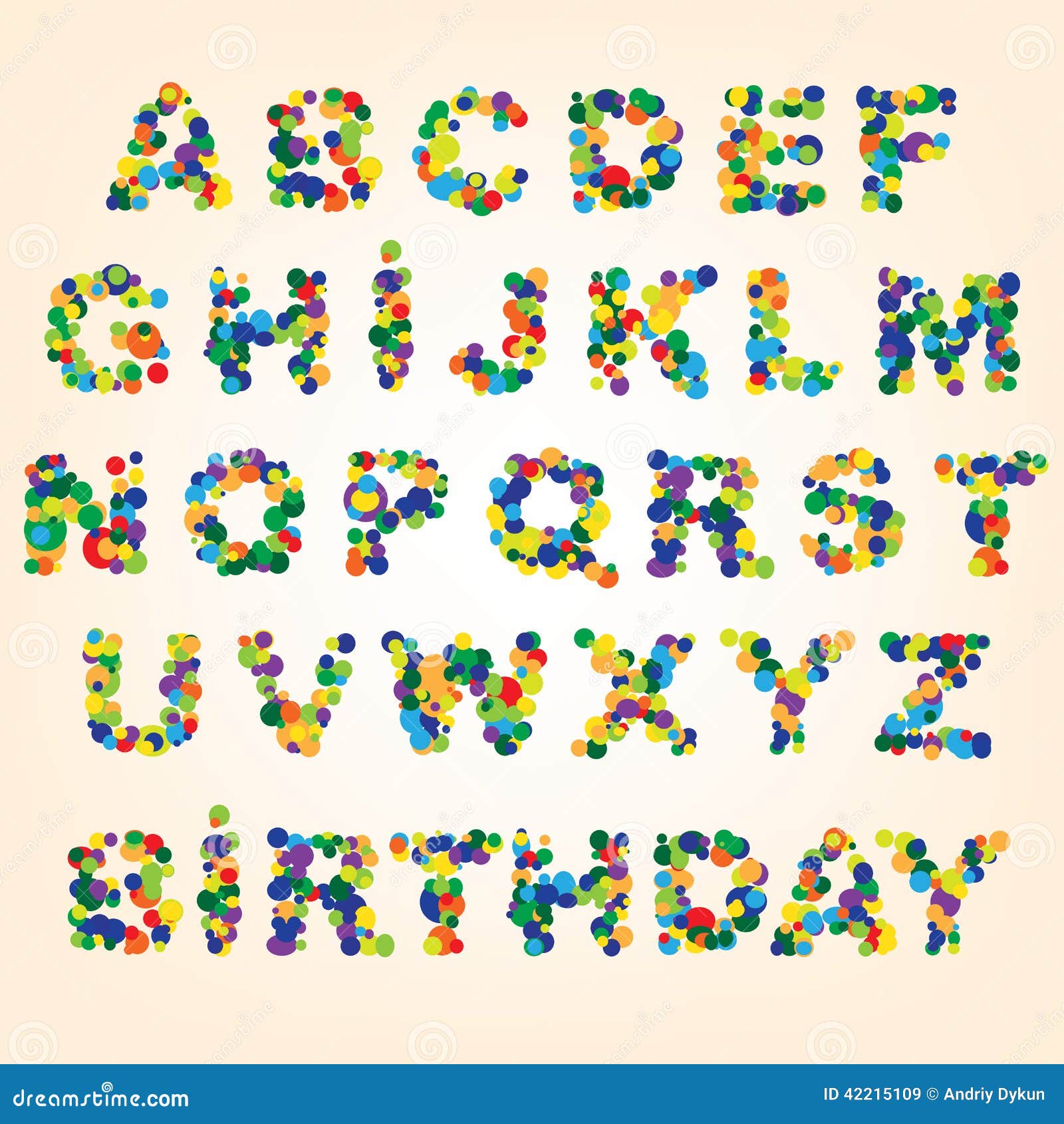 Color abstract alphabet stock vector. Illustration of round - 42215109