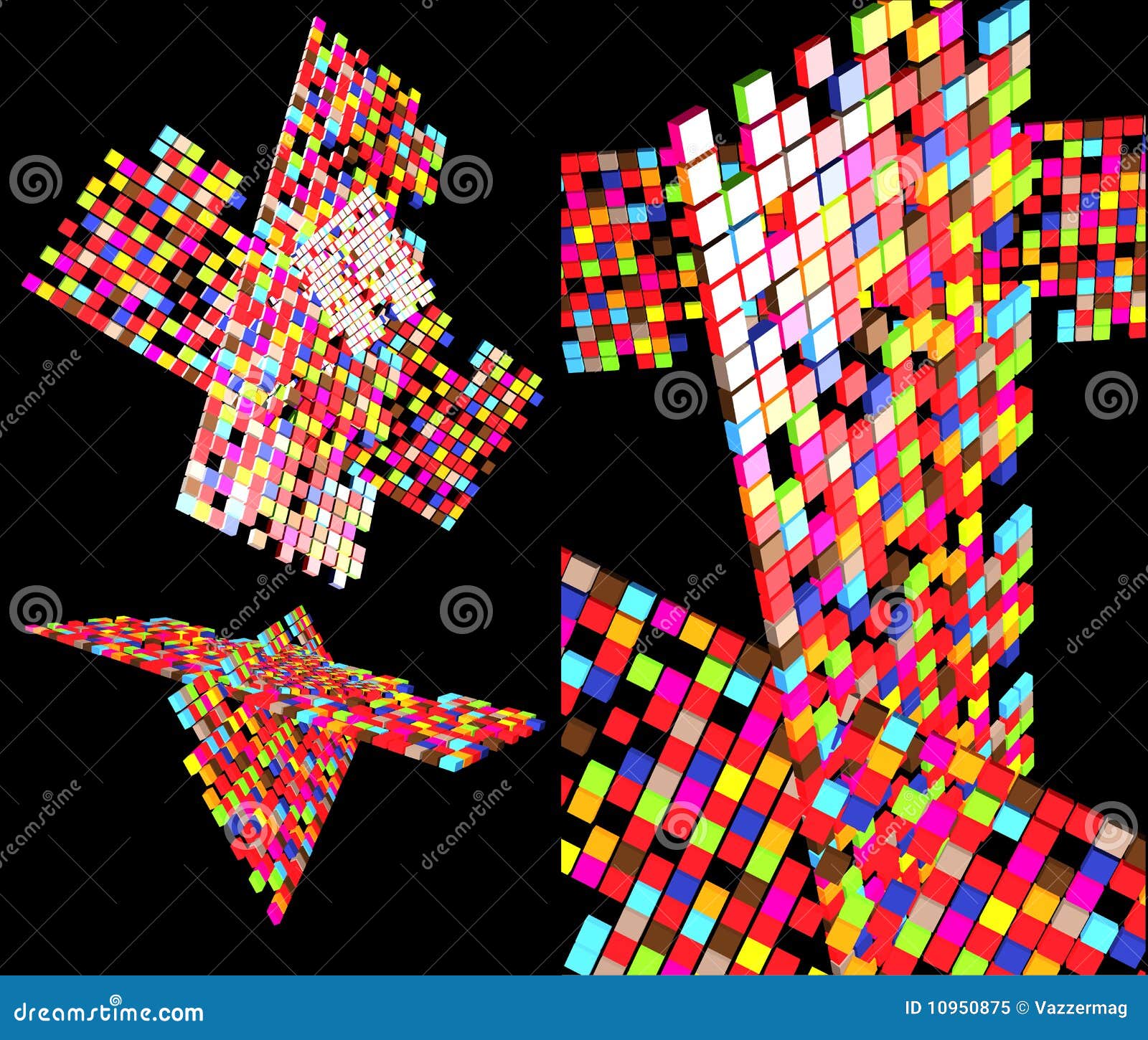 Color Abstract Composition: Elements and Cropped 3 Stock Vector ...
