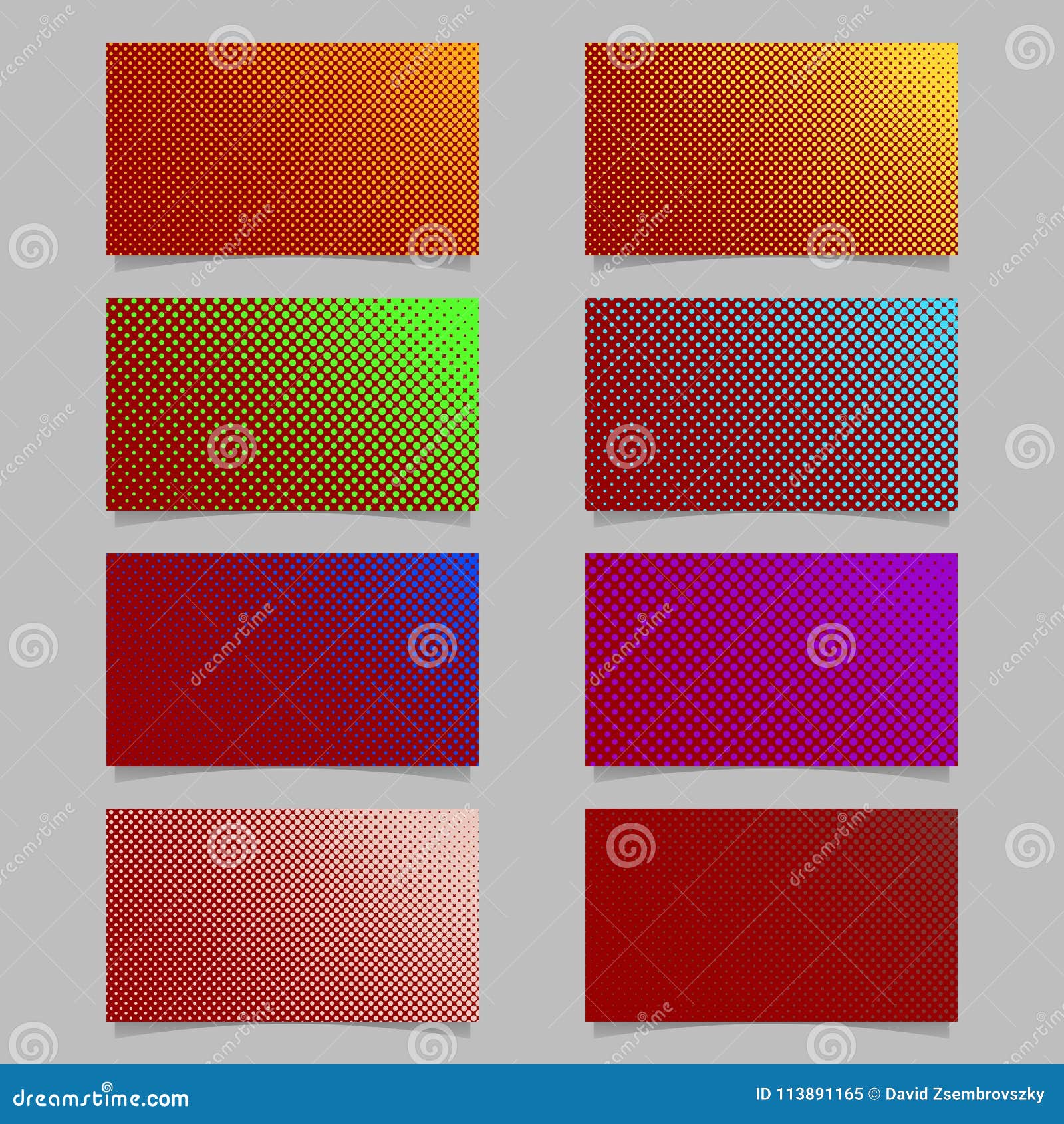 Color Abstract Halftone Dot Pattern Business Card Background Design Set ...