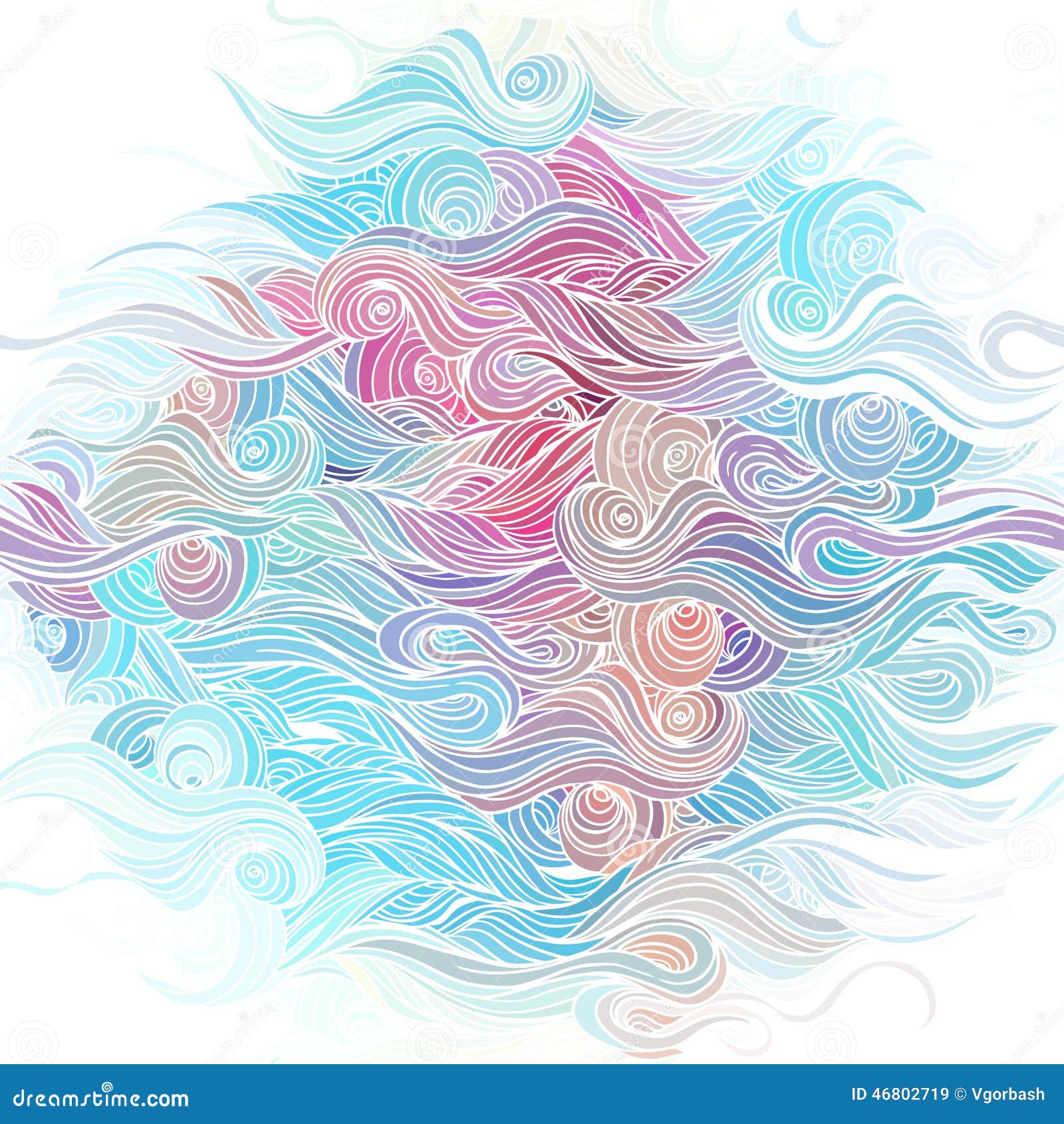 Color Abstract Hand-drawn Pattern with Waves and Clouds Stock ...
