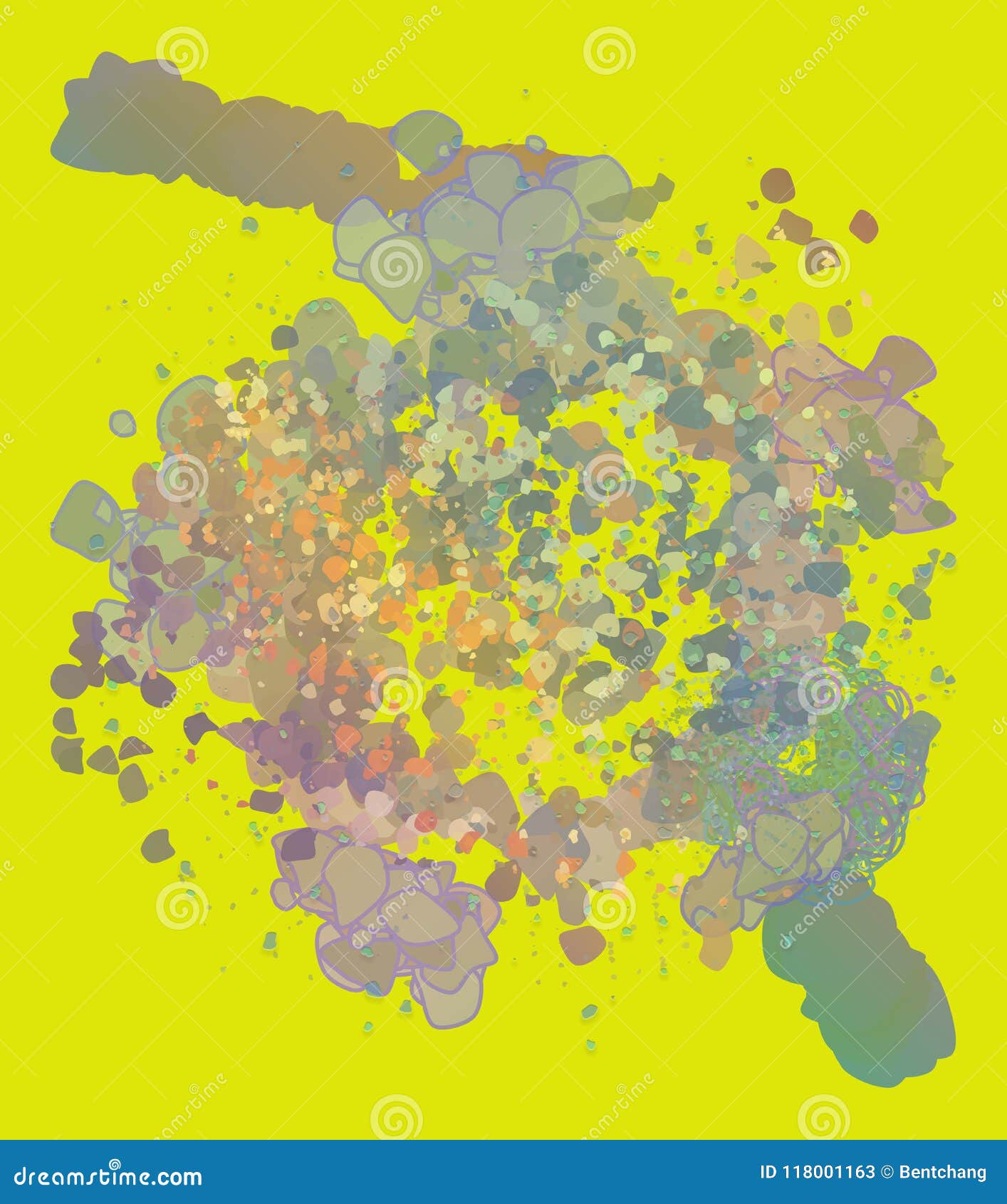 Color Abstract Pattern, Generative Blended Messy Shapes, Art Background ...