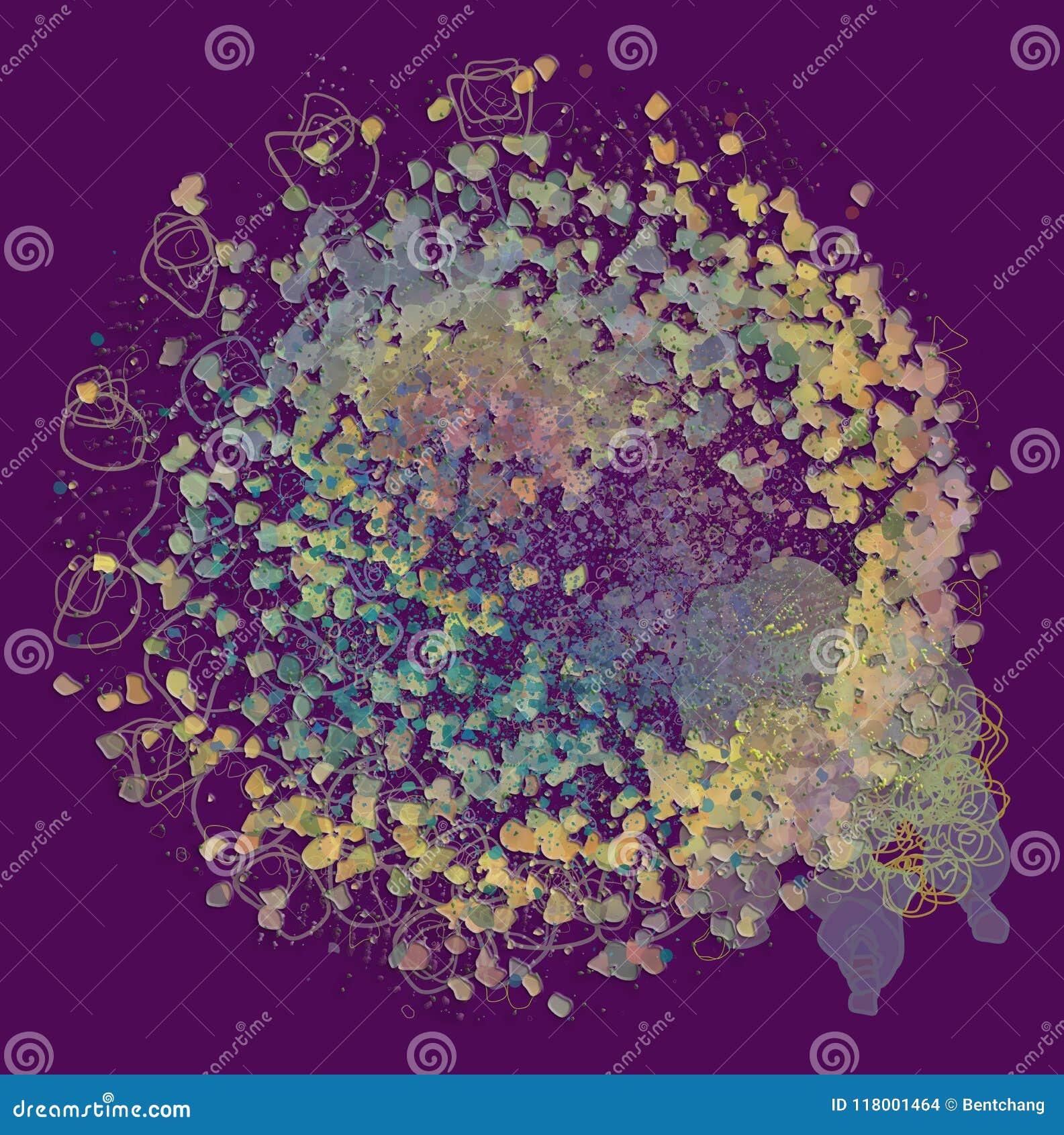 Color Abstract Pattern, Generative Blended Messy Shapes, Art Background ...