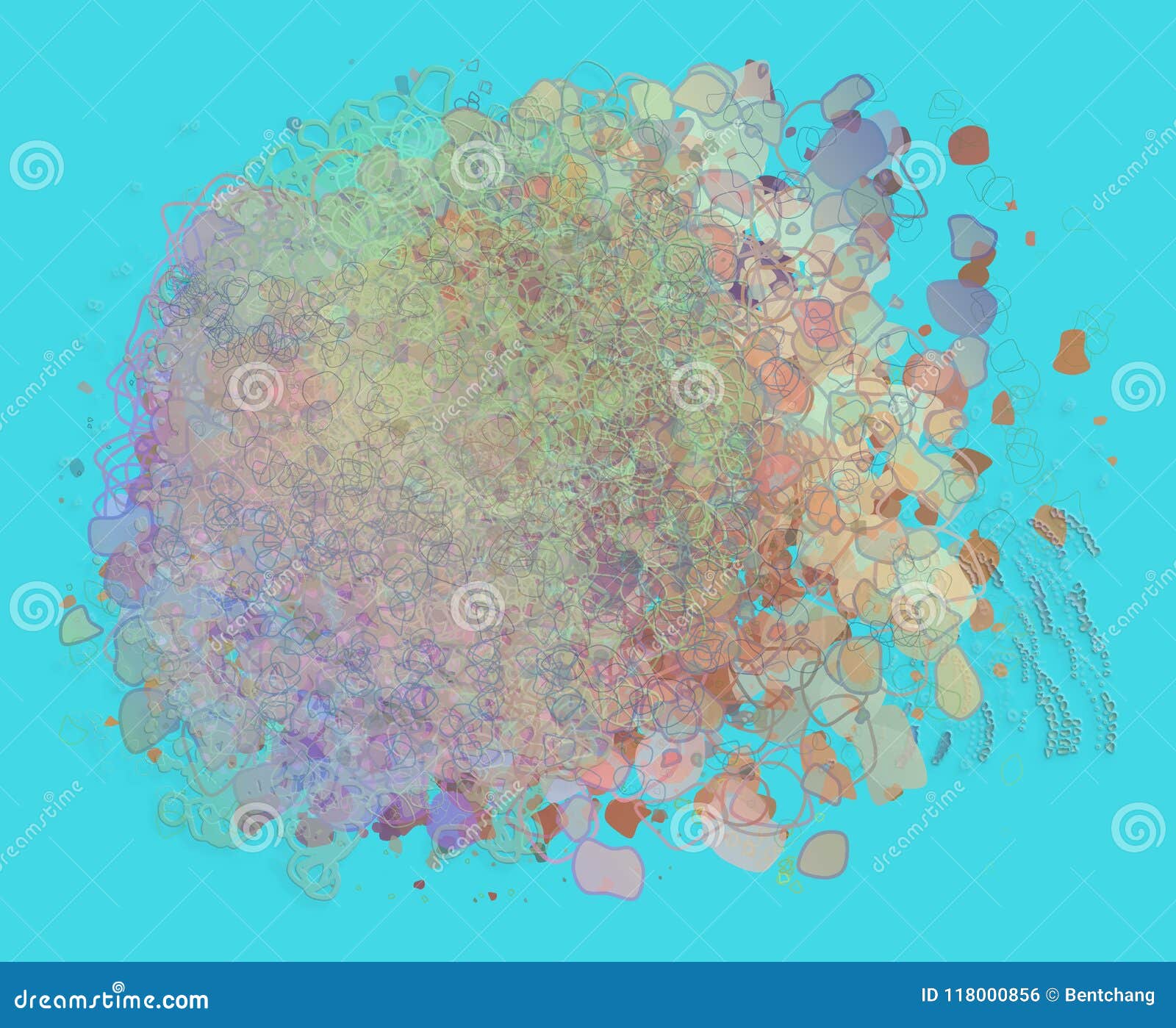 Color Abstract Pattern, Generative Blended Messy Shapes, Art Background ...