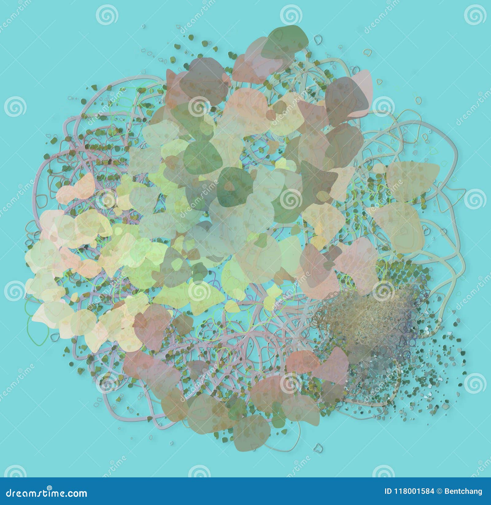 Color Abstract Pattern, Generative Blended Messy Shapes, Art Background ...