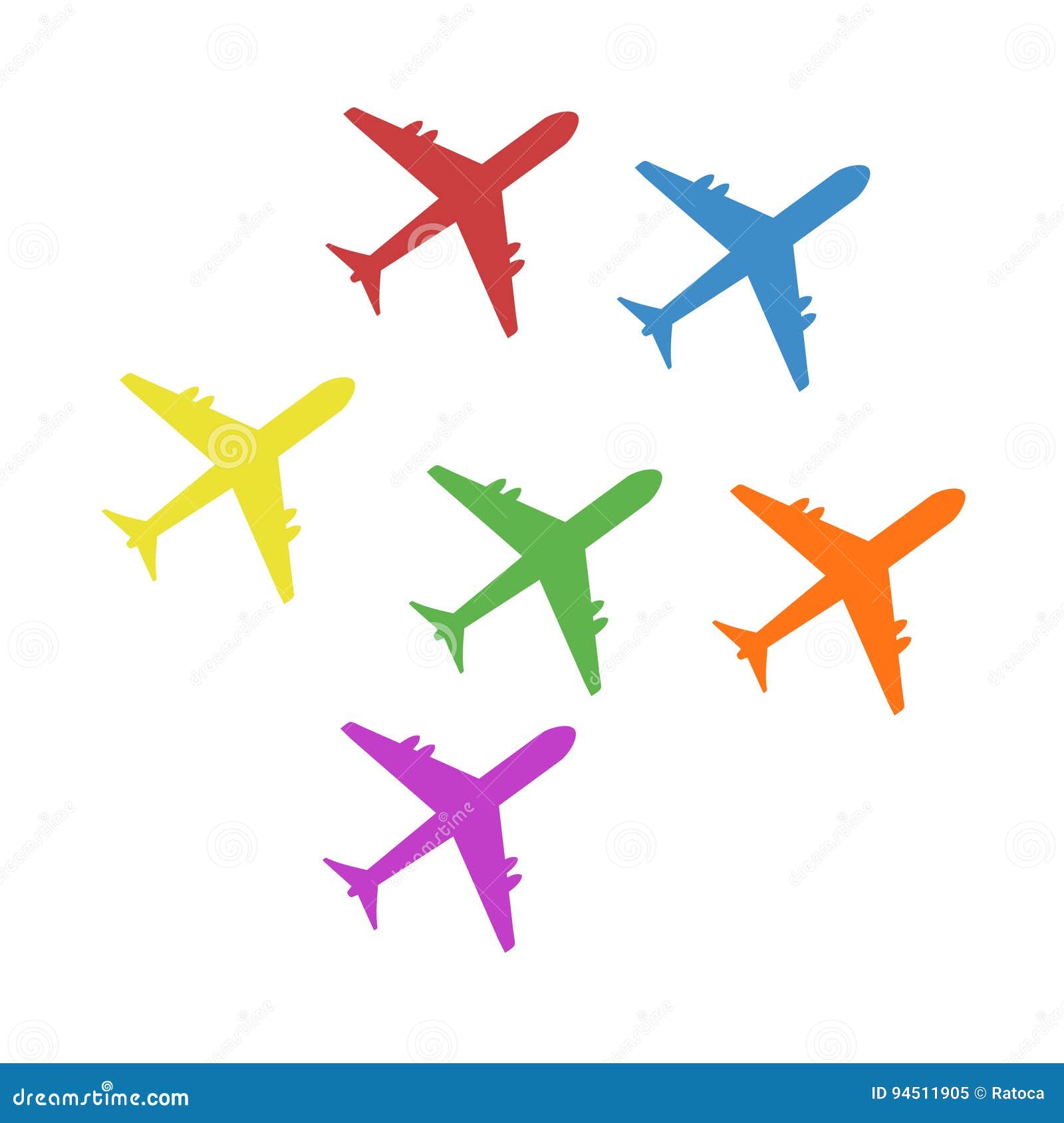 Color Airplane Symbols, Logotypes, Illustrations. Aviation Stamps ...