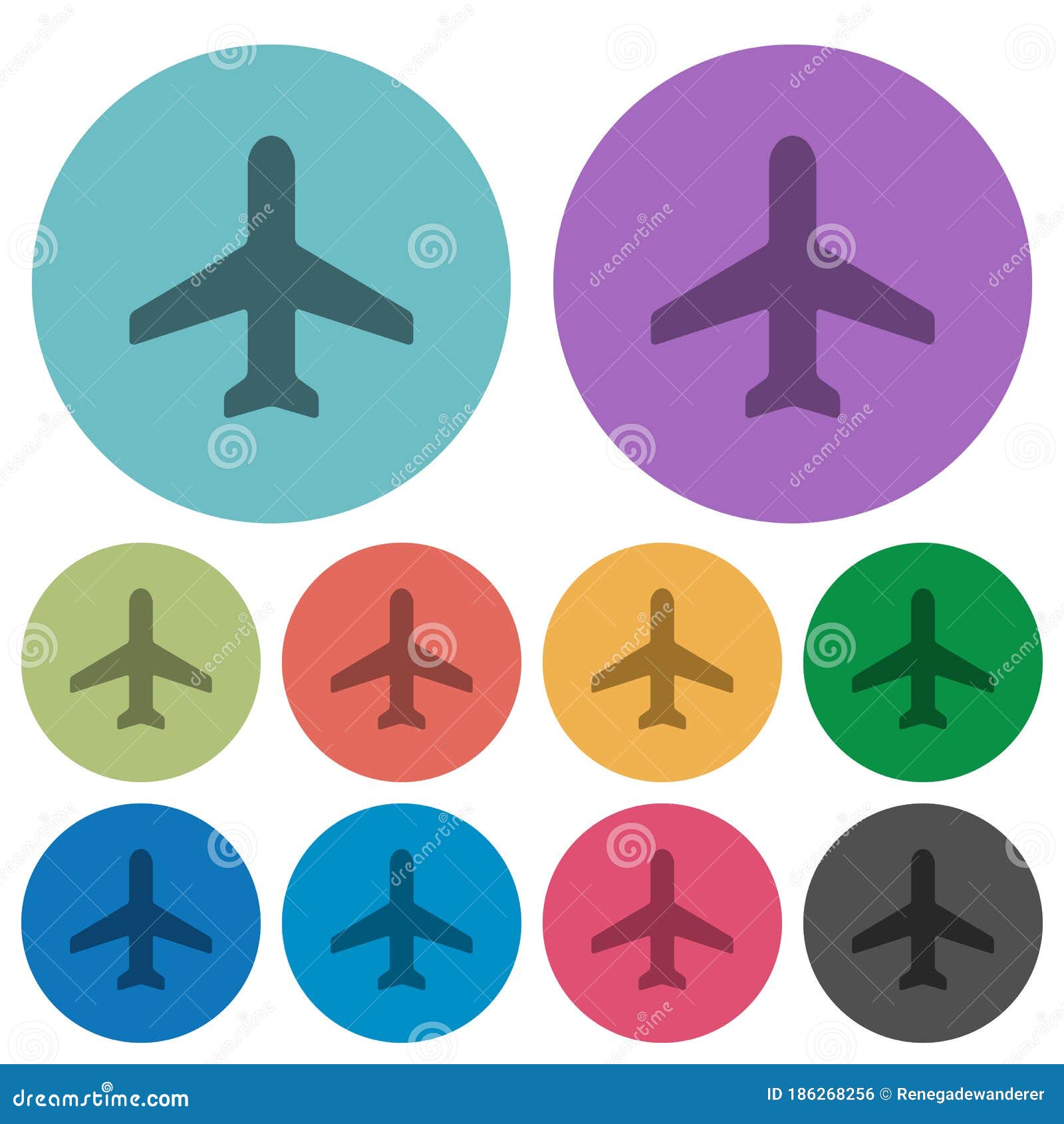 Color airplane flat icons stock vector. Illustration of airmanship ...