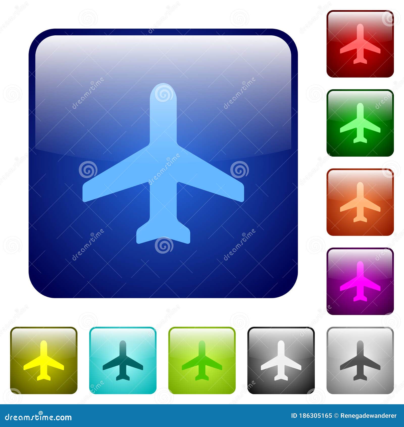 Color Airplane Square Buttons Stock Illustration - Illustration of ...