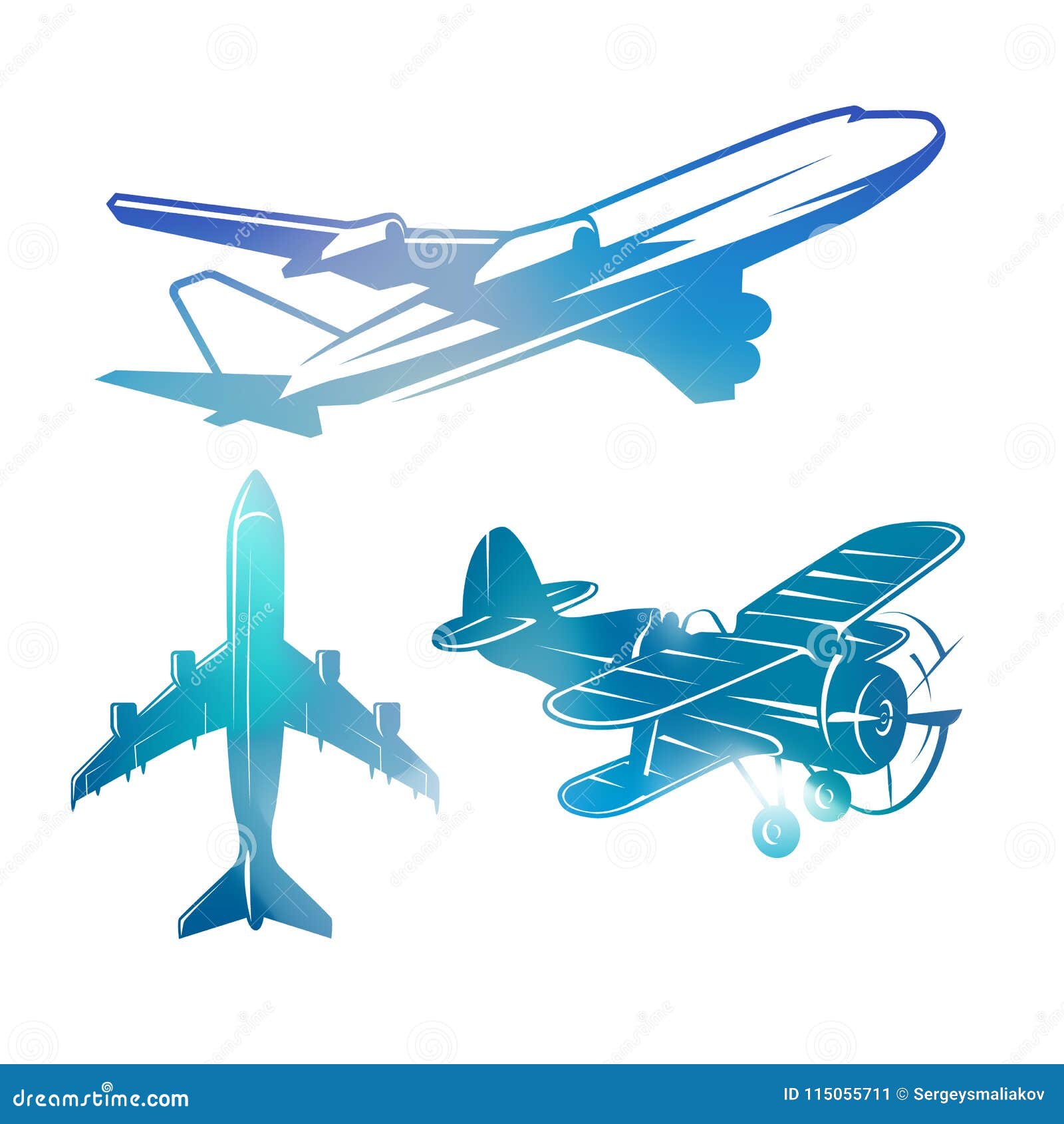 Airplane Symbols. Avia Transport Pictograms. Route Shape Traces Map ...