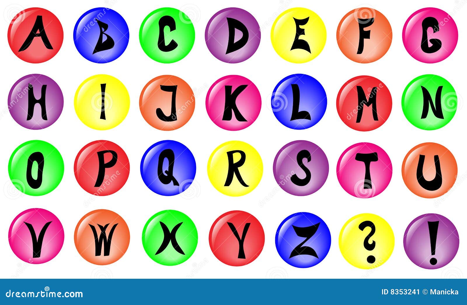 Color alphabet stock vector. Illustration of green, button - 8353241