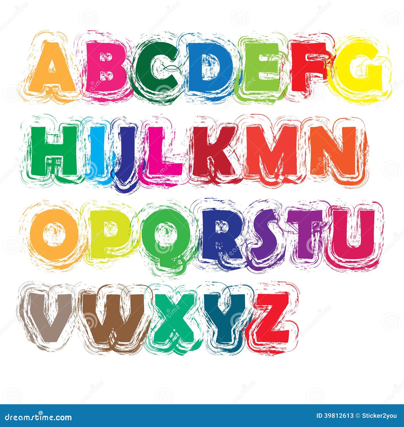 Color alphabet a-z stock vector. Illustration of grunge - 39812613