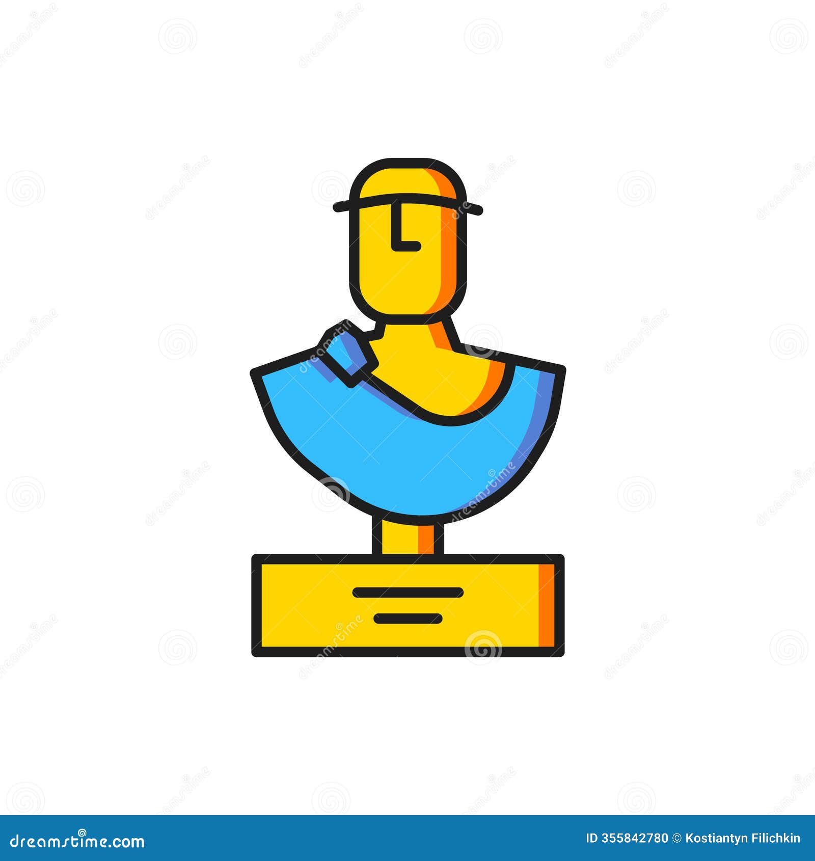 Color Ancient Bust Sculpture Icon Isolated on White Background. Flat ...