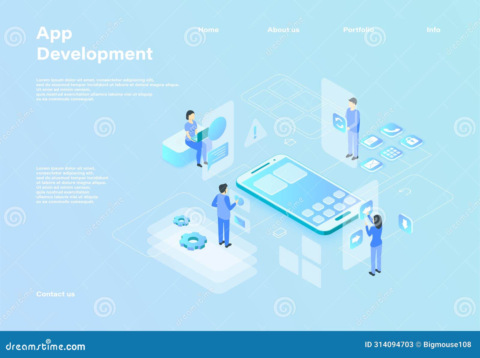Color Application Development Concept 3D Isometric View. Vector Stock Illustration ...