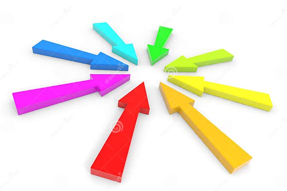 Color Arrow Pointing Inwards. Stock Illustration - Illustration of ...