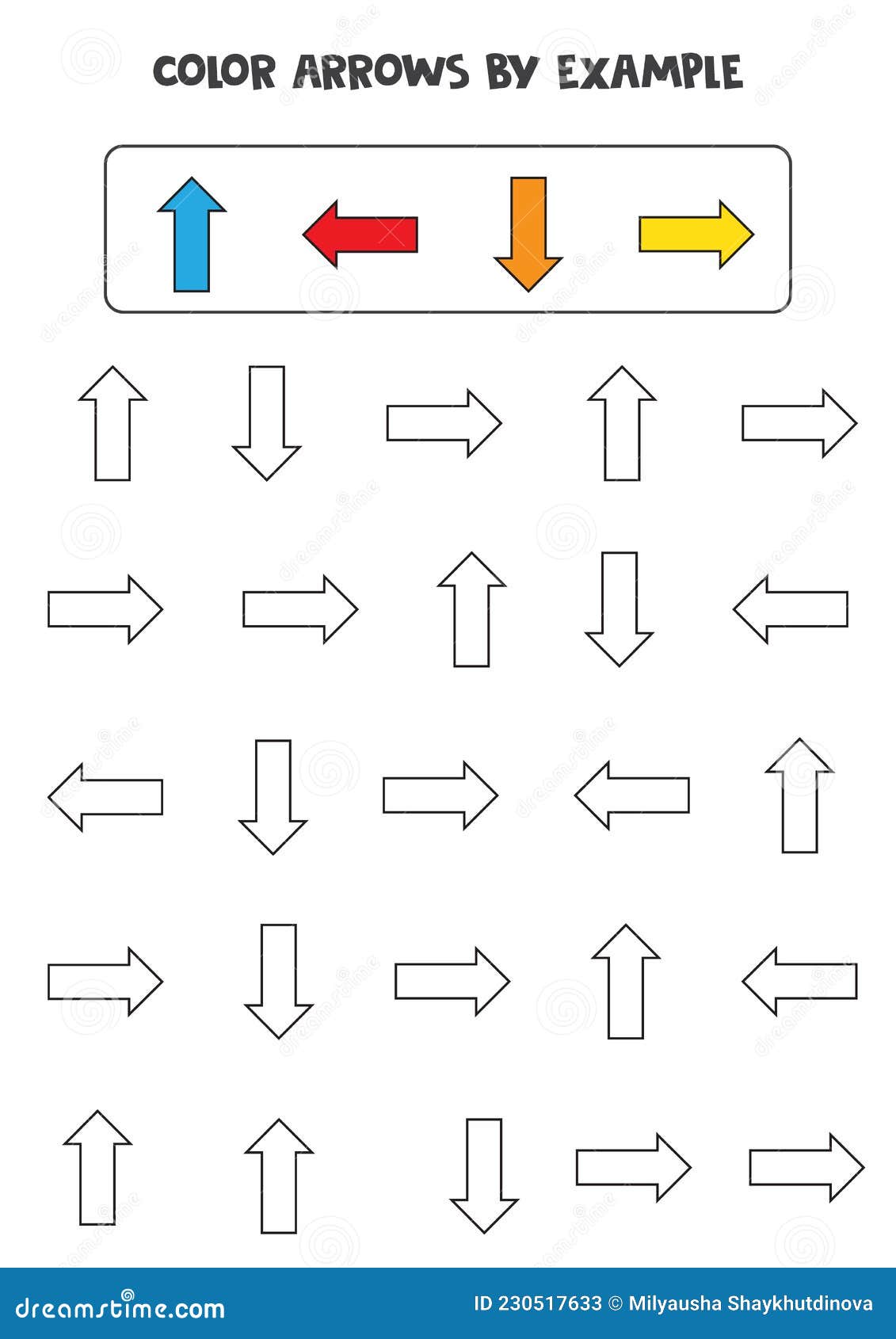 Color Arrows According To the Example. Math Game for Children. Stock ...