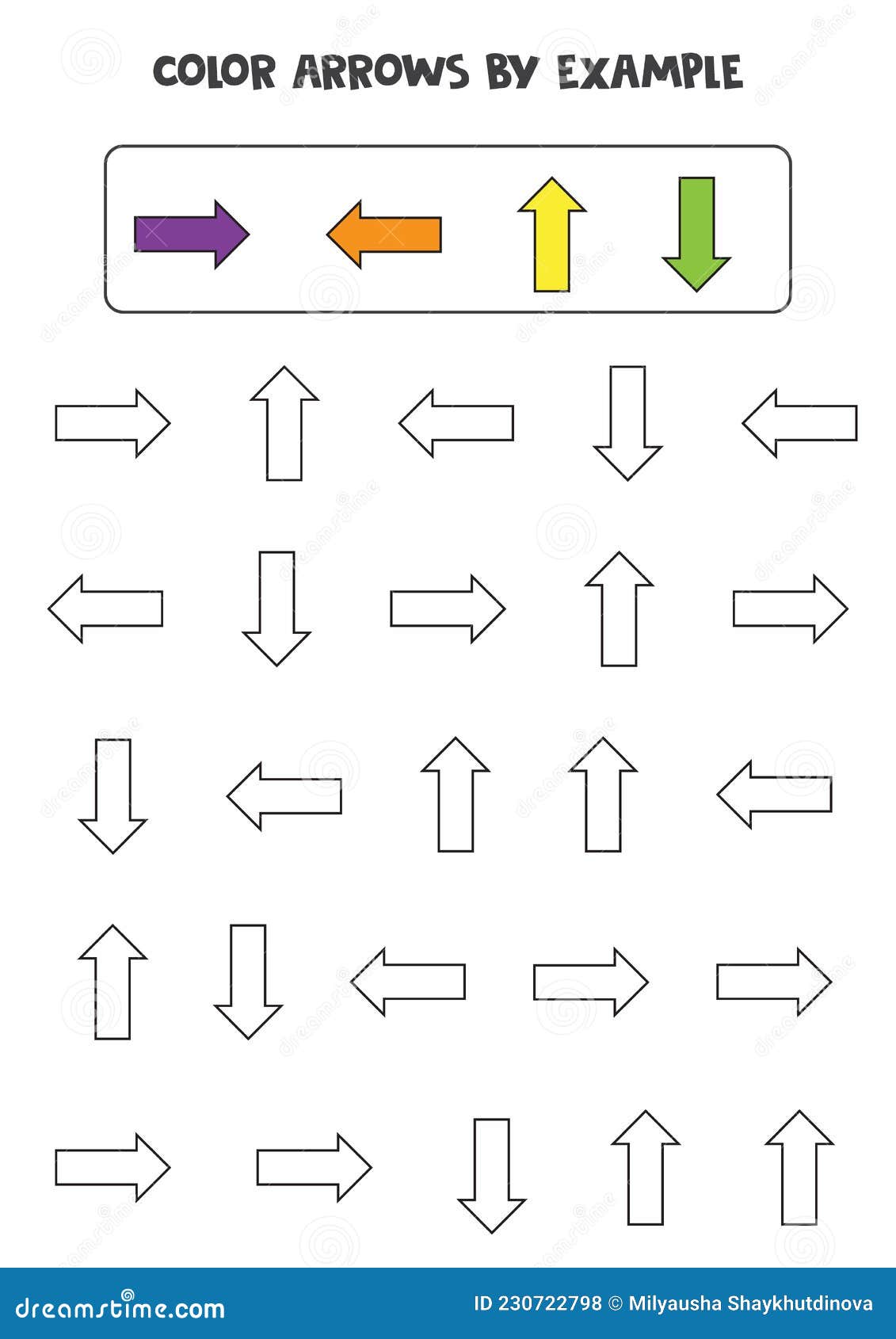 Color Arrows According To the Example. Math Game for Children. Stock ...