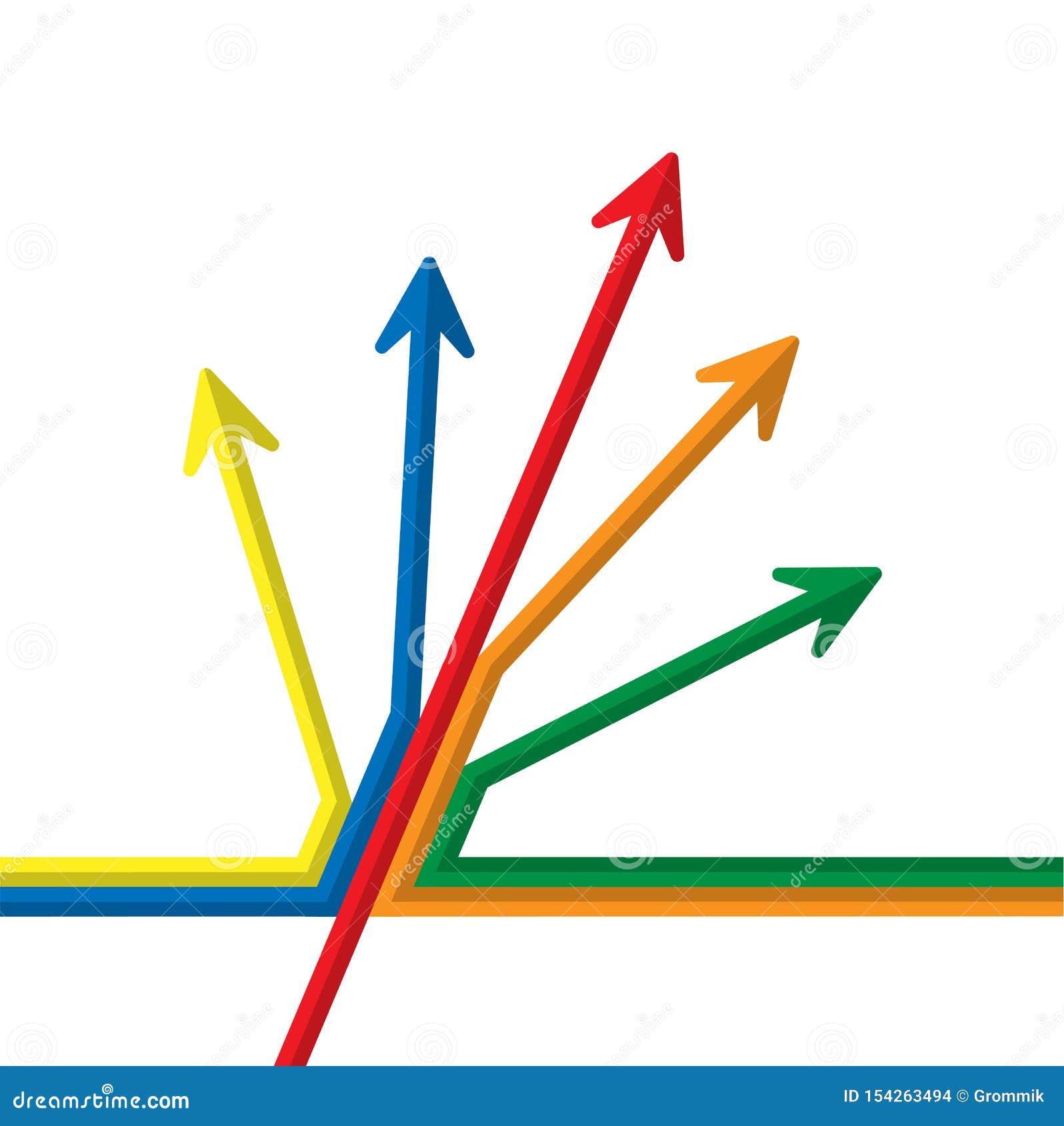 Color Arrows of Different Length with Changing Direction, Simple Design ...