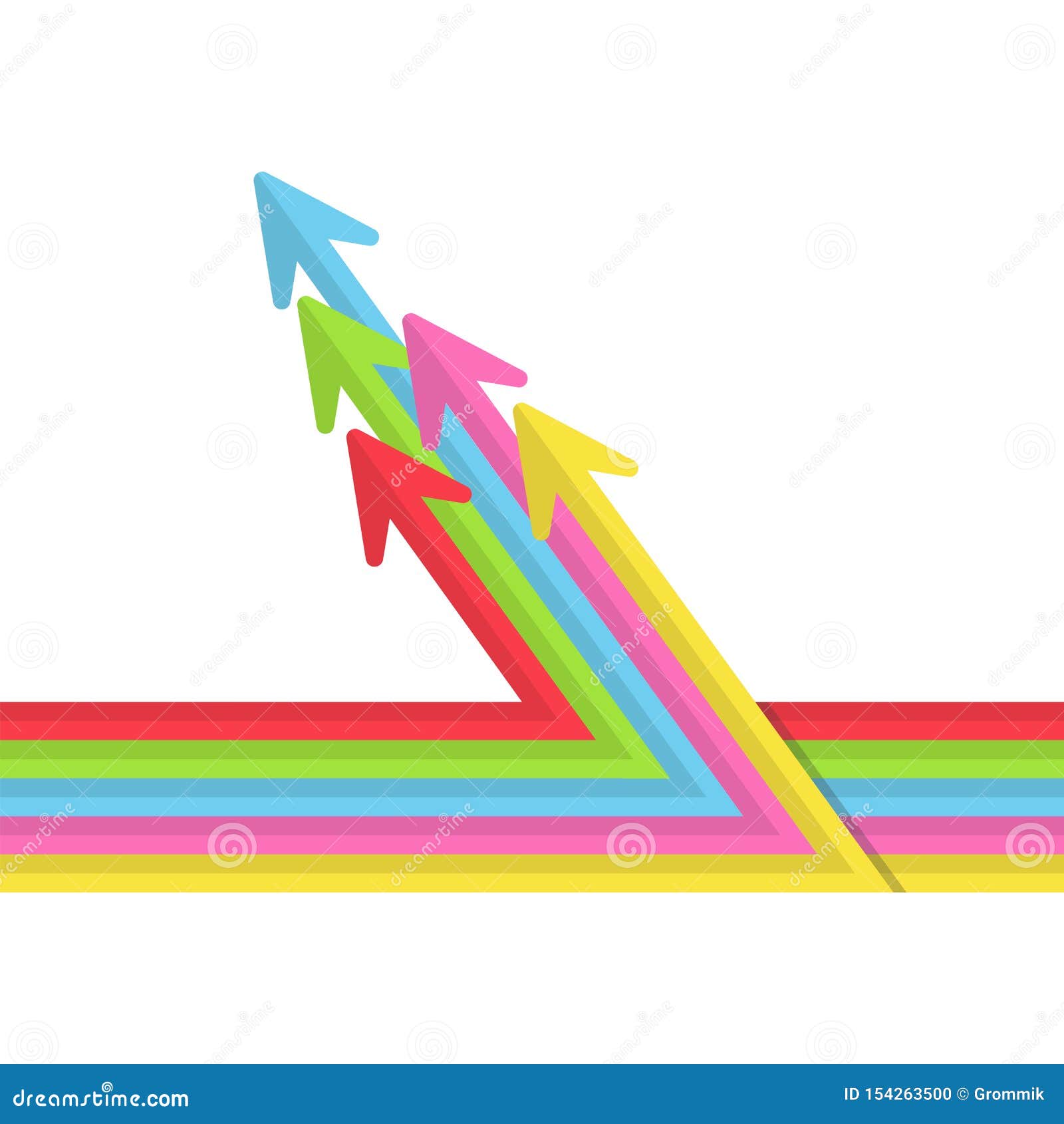 Color Arrows of Different Length with Changing Direction, Simple Design ...