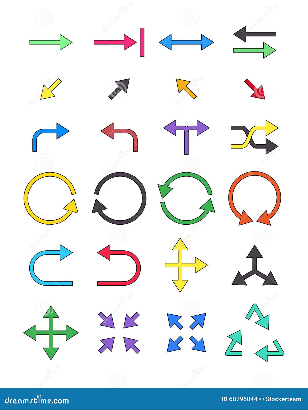 Color arrows icons set stock vector. Illustration of redo - 68795844