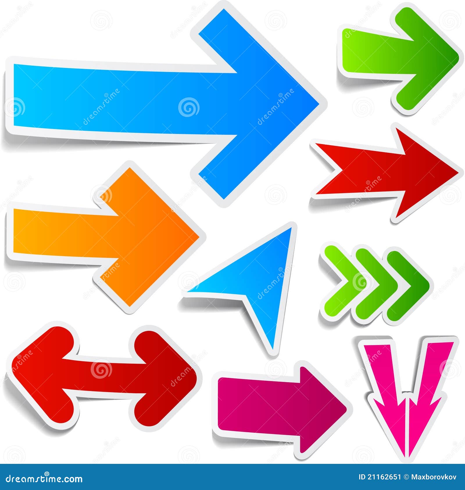 Color arrows sticker set. stock vector. Illustration of arrow - 21162651