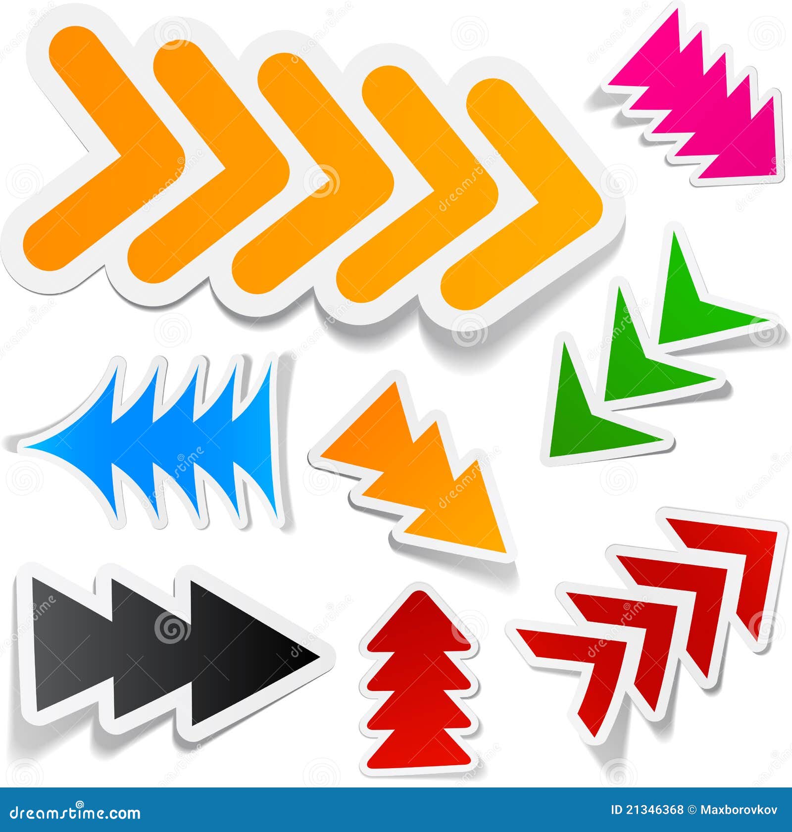 Color arrows sticker set. stock vector. Illustration of border - 21346368