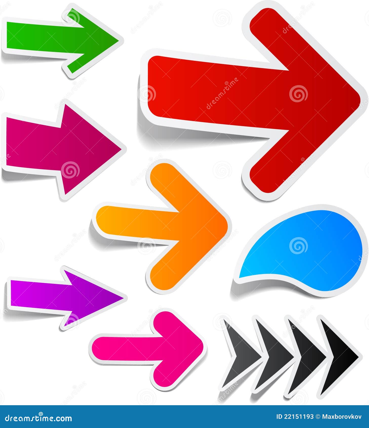 Color arrows sticker set. stock vector. Illustration of mark - 22151193