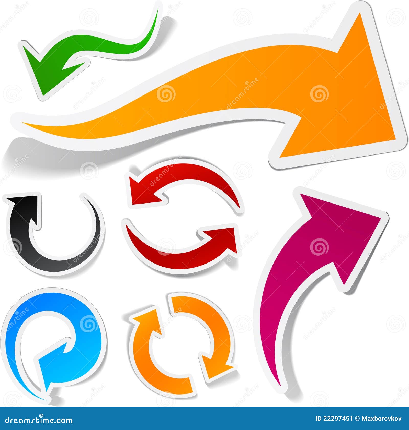 Color arrows sticker set. stock vector. Illustration of orientation ...